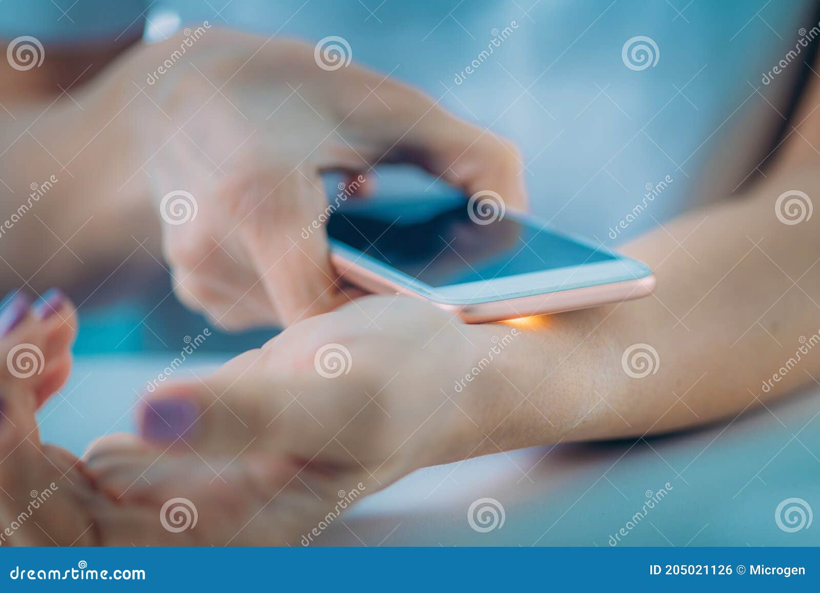 Measuring Heart Rate Using Back Camera on a Smart Phone Stock Photo ...