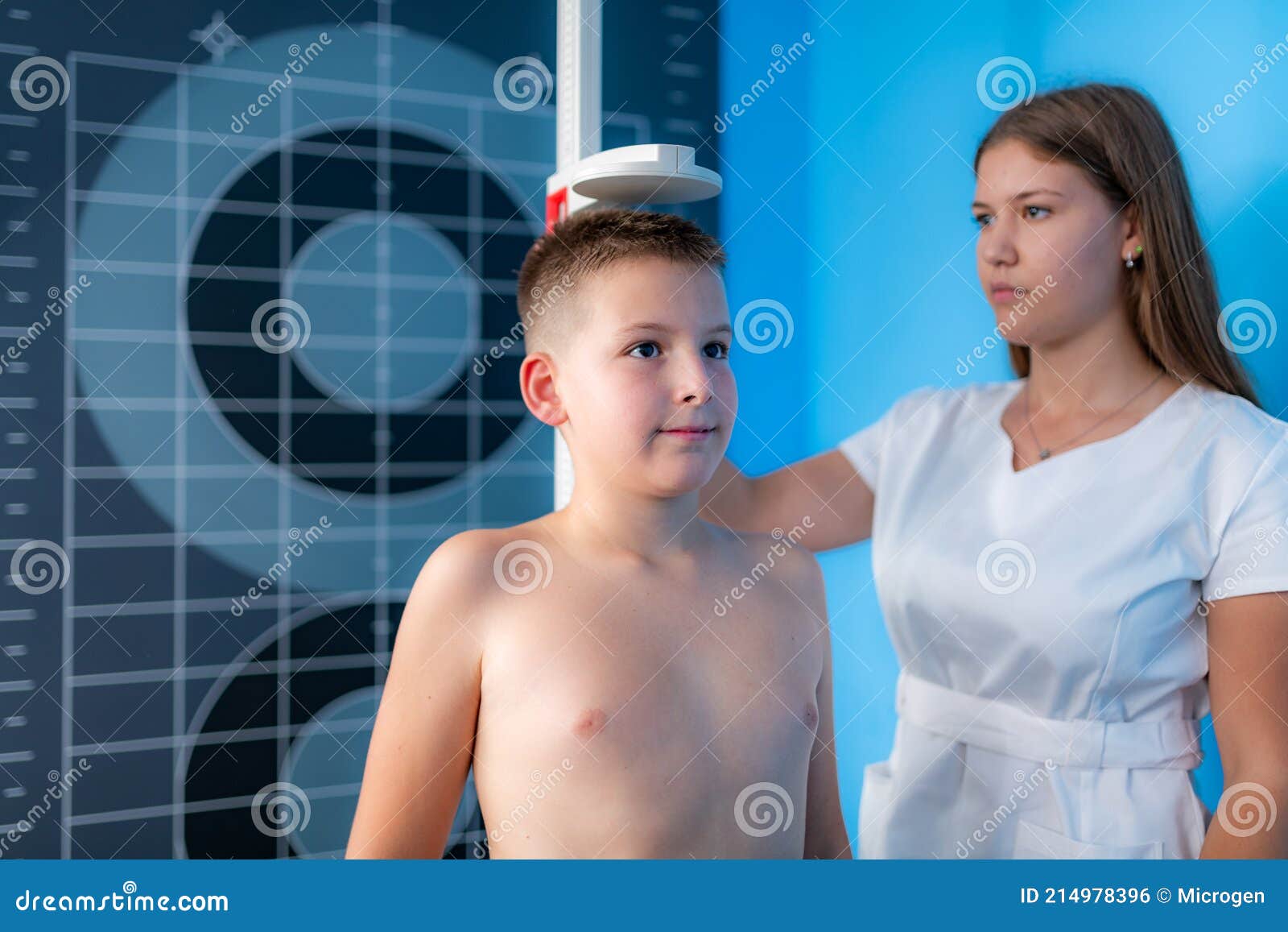 Measuring Height of Children, Auxologic Anthropometry Stock Photo ...