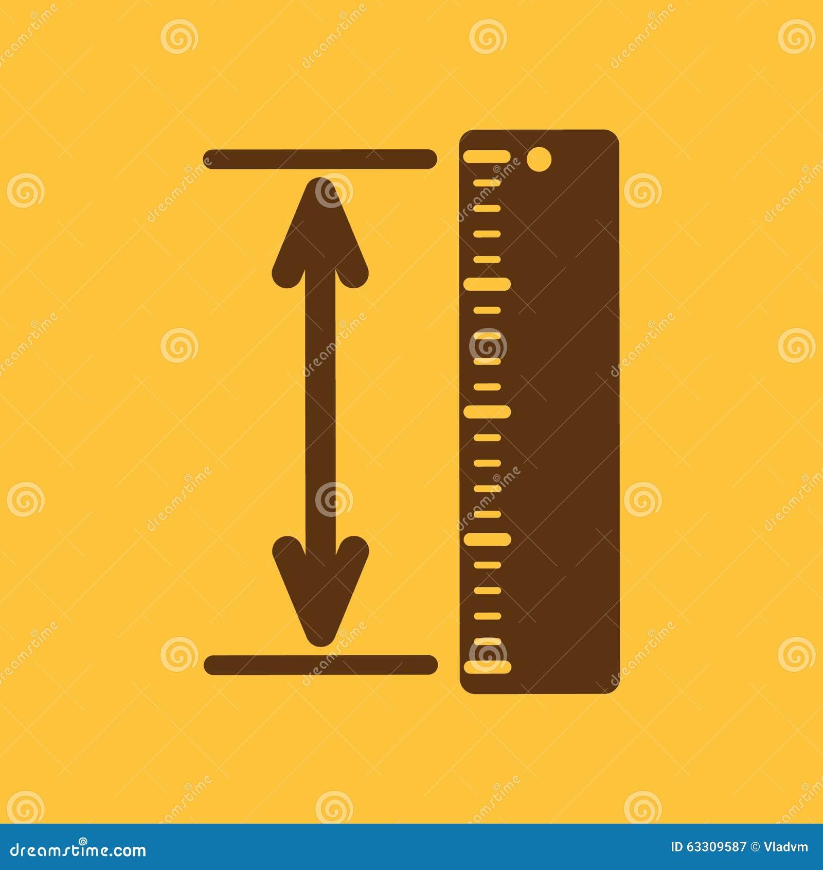 The Measuring Height and Length Icon. Ruler, Straightedge, Scale Symbol ...