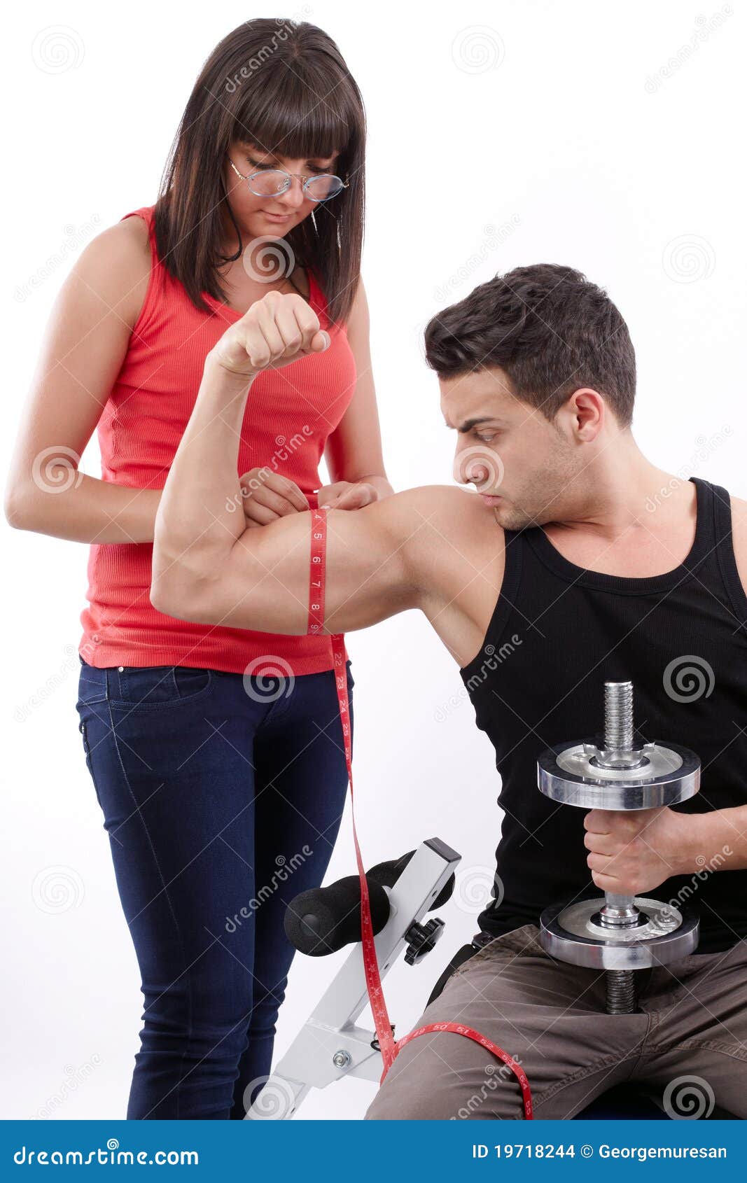Measuring his workout stock photo. Image of bench, diet - 19718244