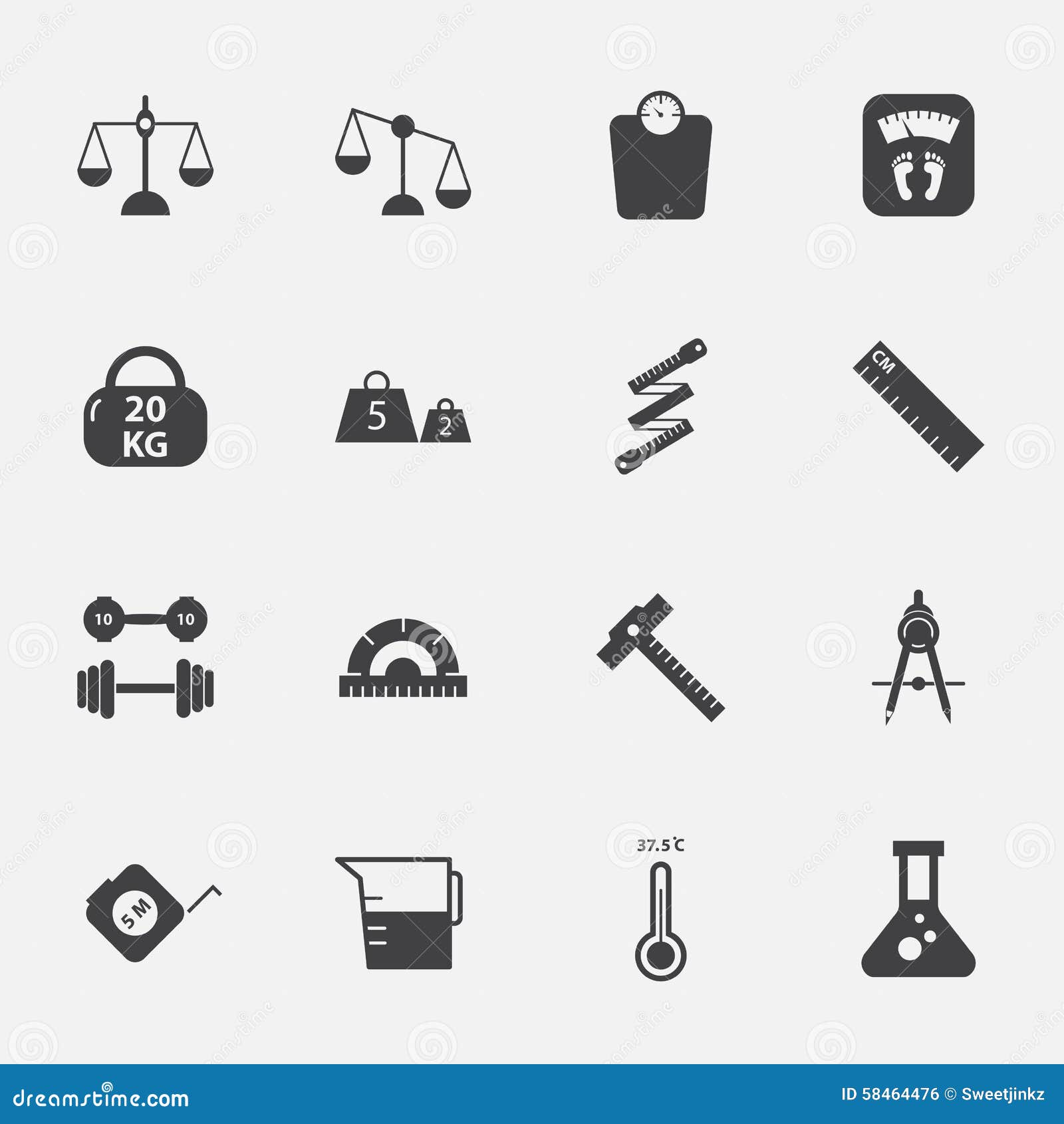 Measuring Icons Set Of Color Types. Isolated Vector Sign Symbols. Icon ...