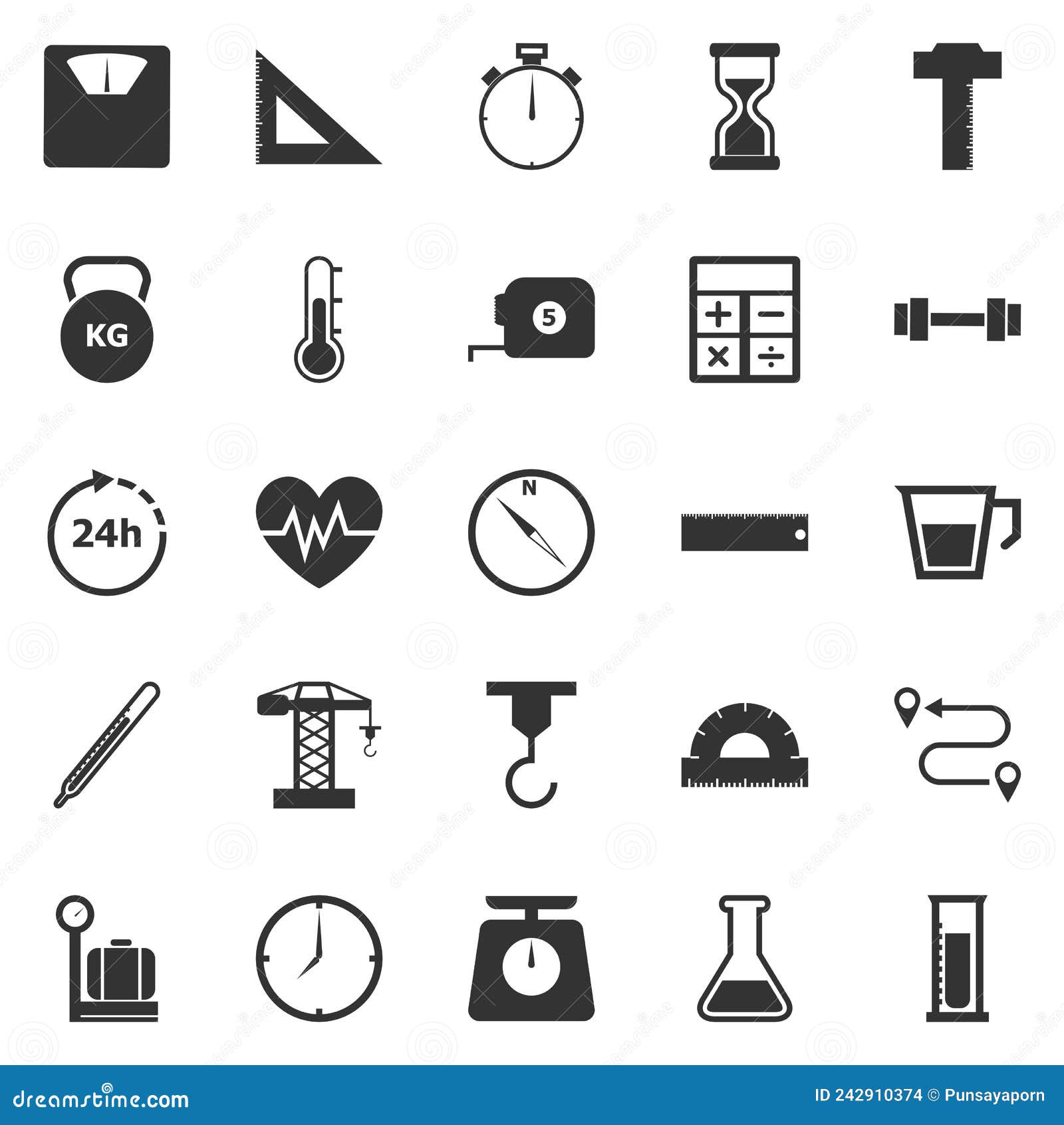 Measuring Icons Set Of Color Types. Isolated Vector Sign Symbols. Icon ...