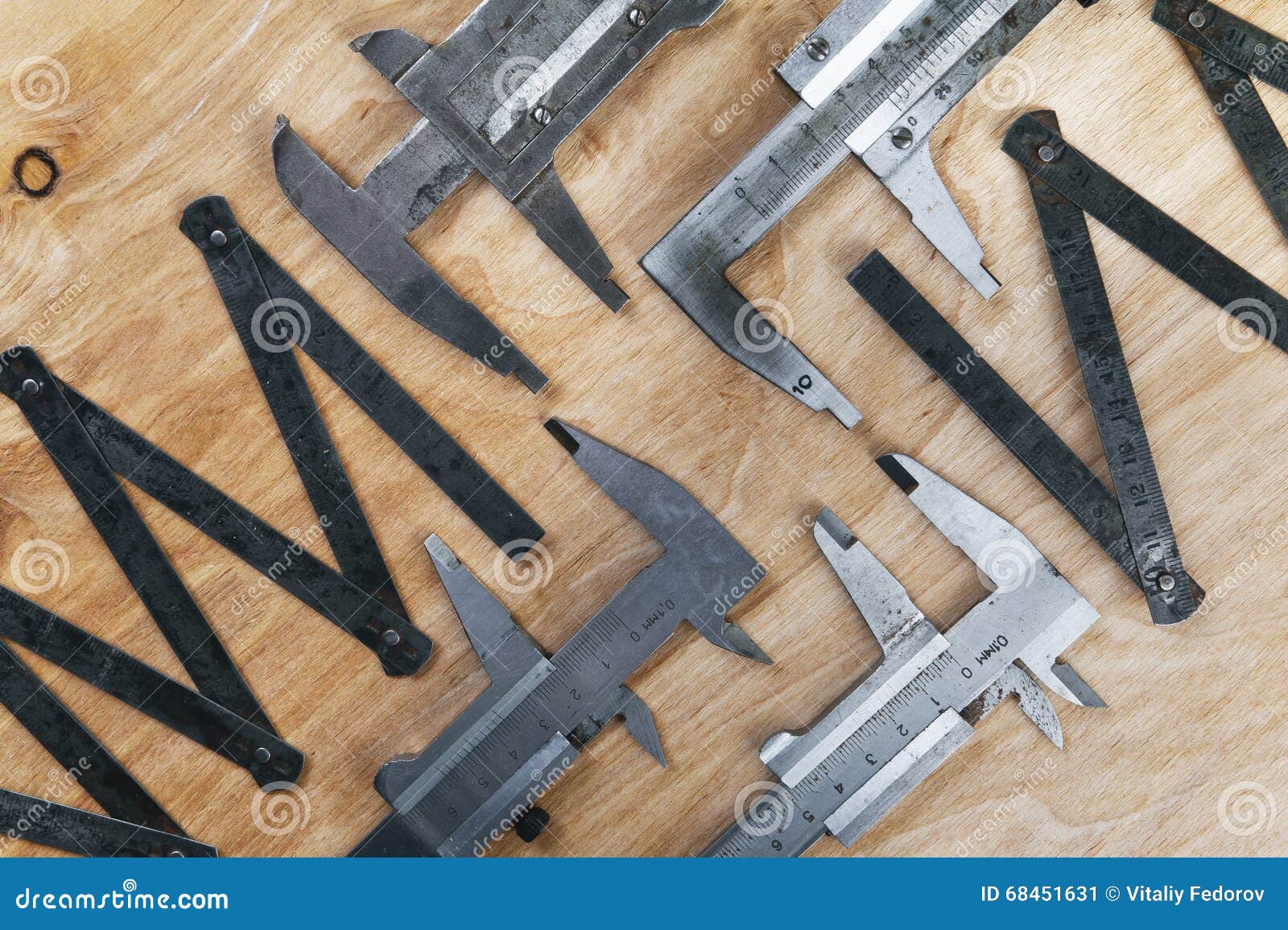 Measuring Instruments. Caliper and Iron Ruler Stock Image - Image of ...