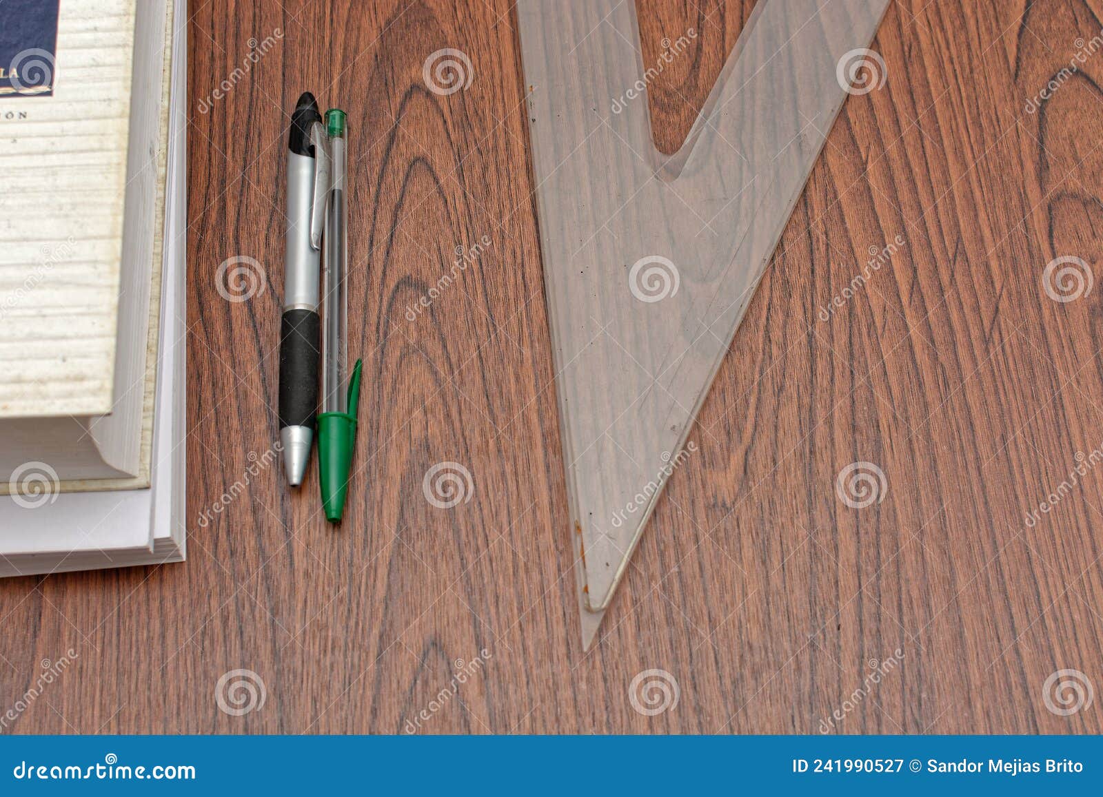 Measuring Instruments and Pens on a Desk. Stock Image - Image of ...