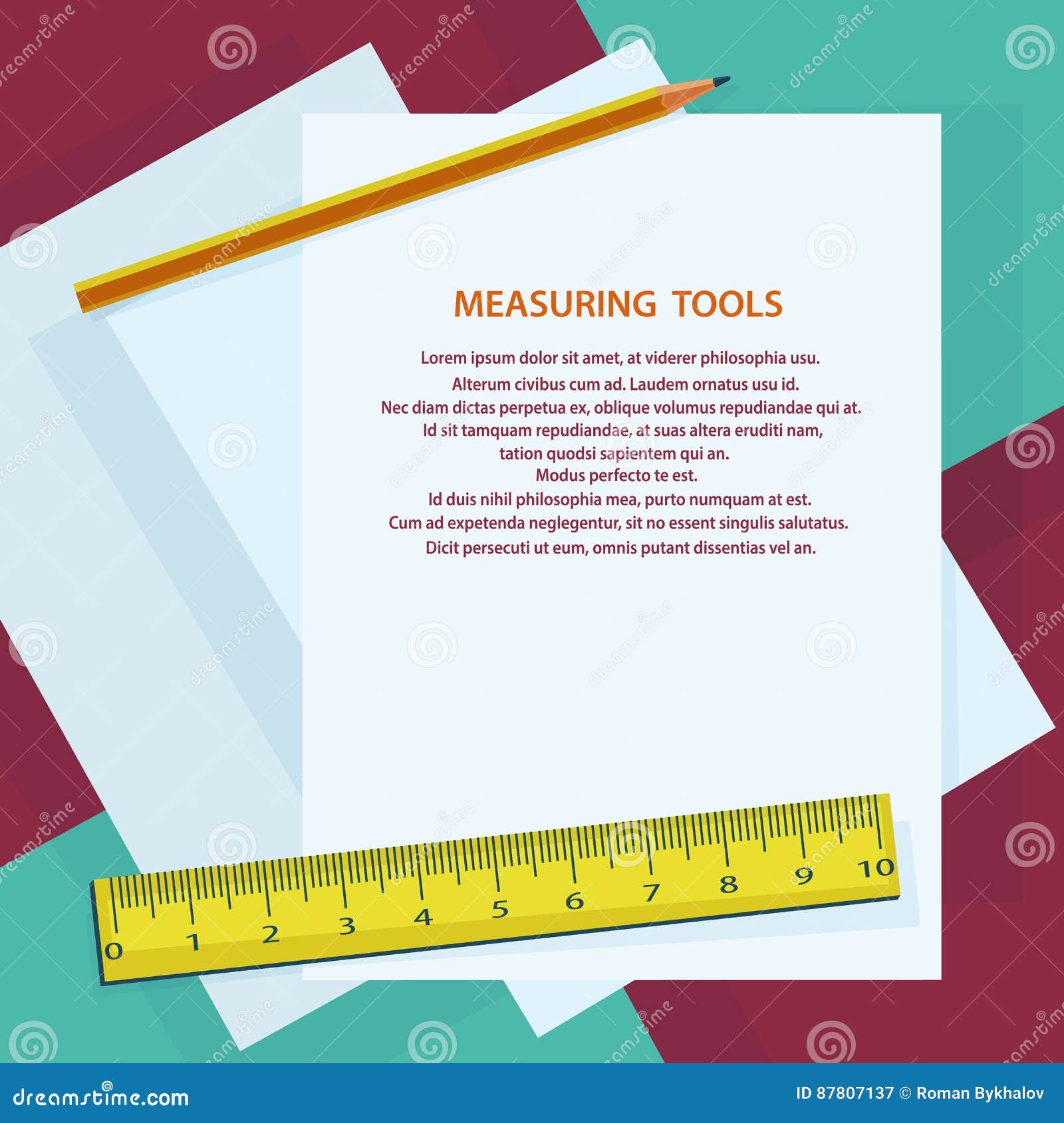Measuring Instruments, Ruler, Pencil, Against Sheets of Paper Stock ...
