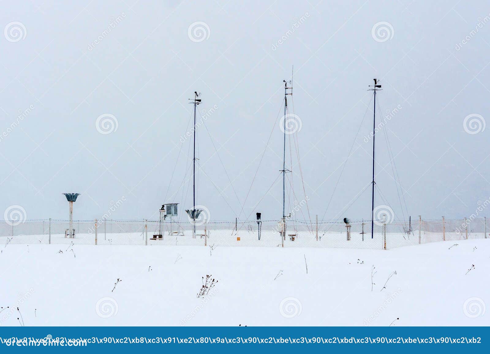 Measuring Instruments of Weather Station in a Winter Landscape Stock ...