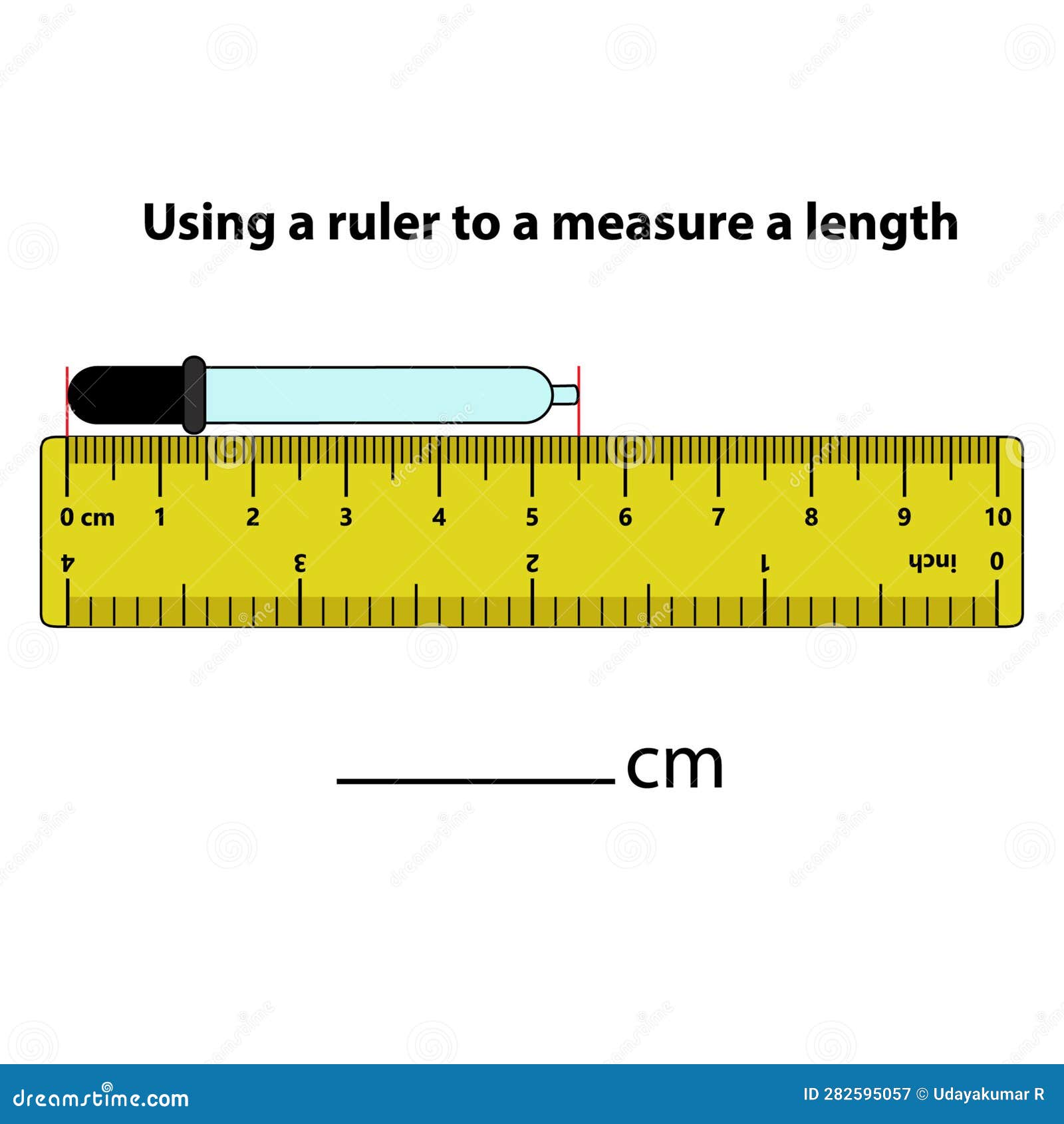 Measuring Length in Centimeters Ink Pillar with the Ruler. Education ...
