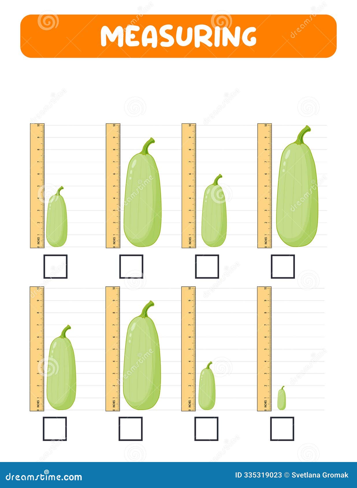 Measuring Length with Ruler. Education Developing Worksheet. Practice ...