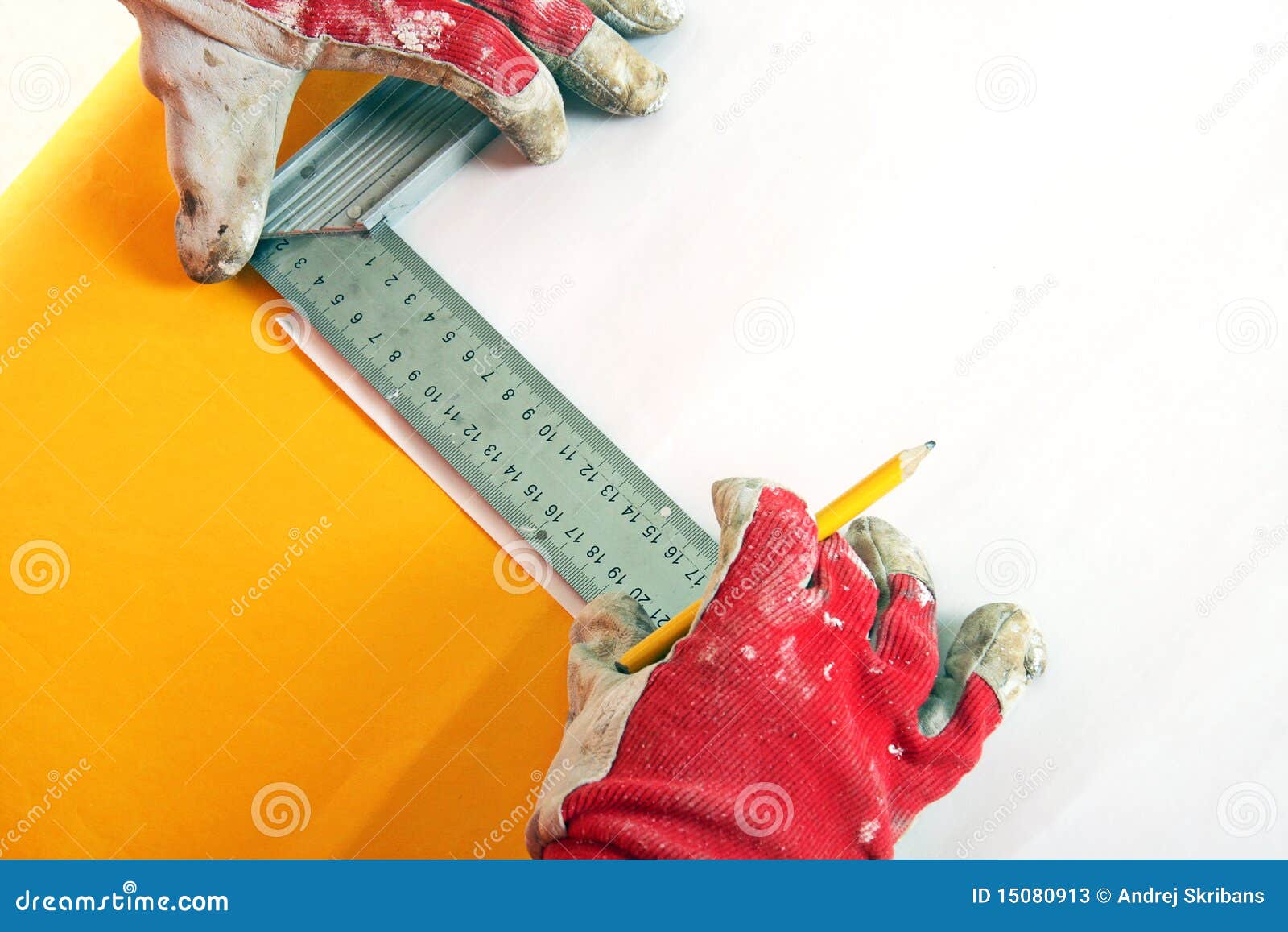 Measuring a Line on White Paper Stock Image - Image of plan, metal ...