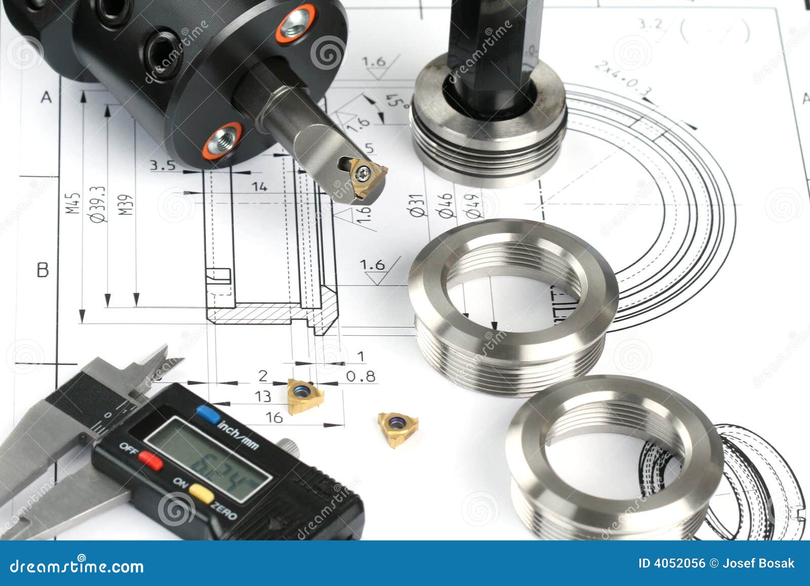 Measuring metal components stock photo. Image of gauge - 4052056