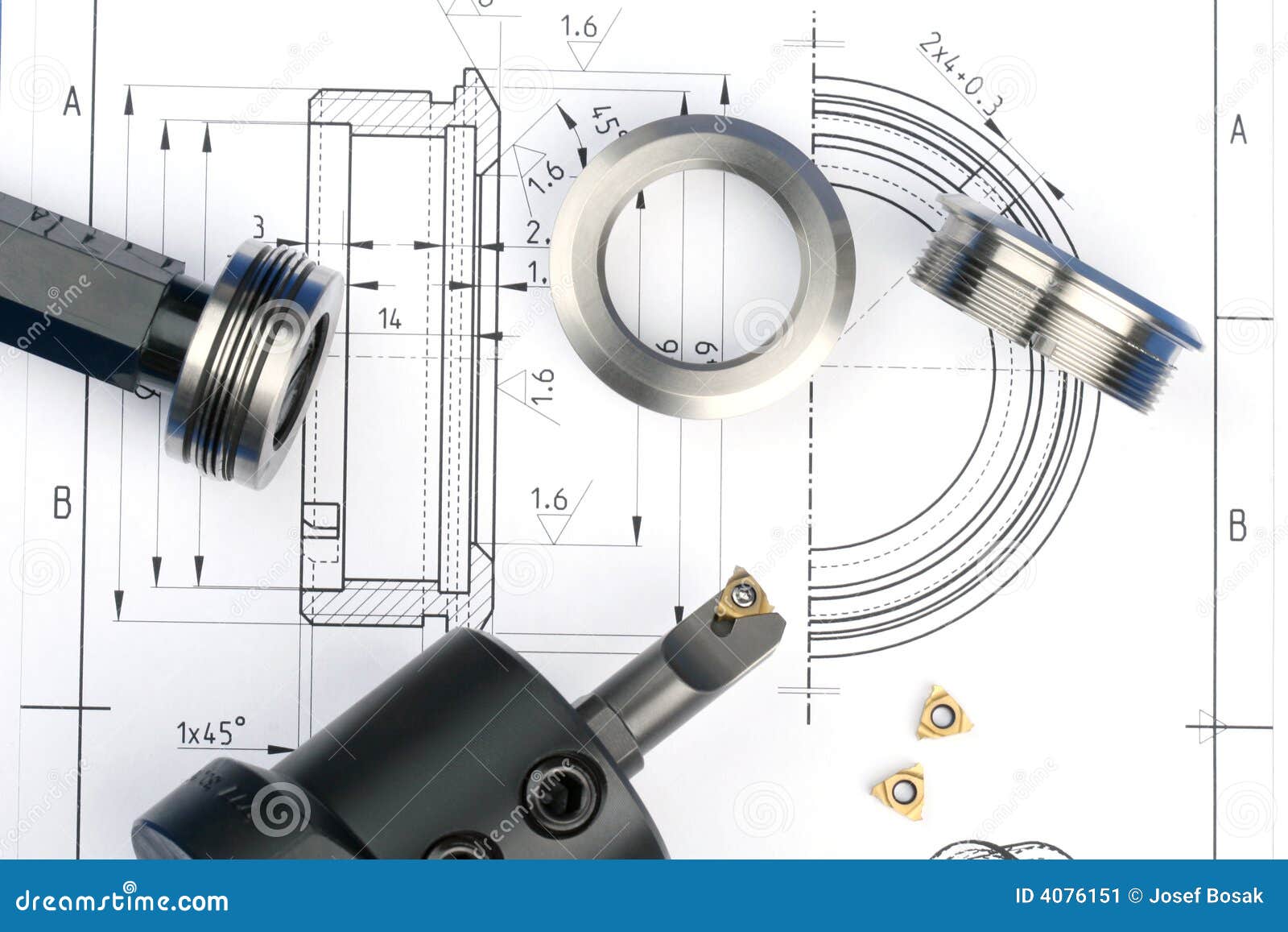 Measuring metal components stock image. Image of machine - 4076151