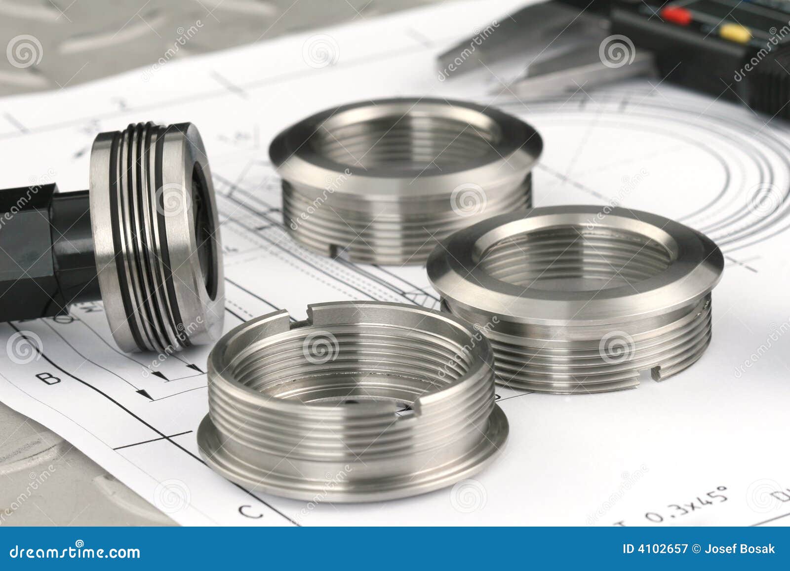 Measuring metal components stock image. Image of parts - 4102657