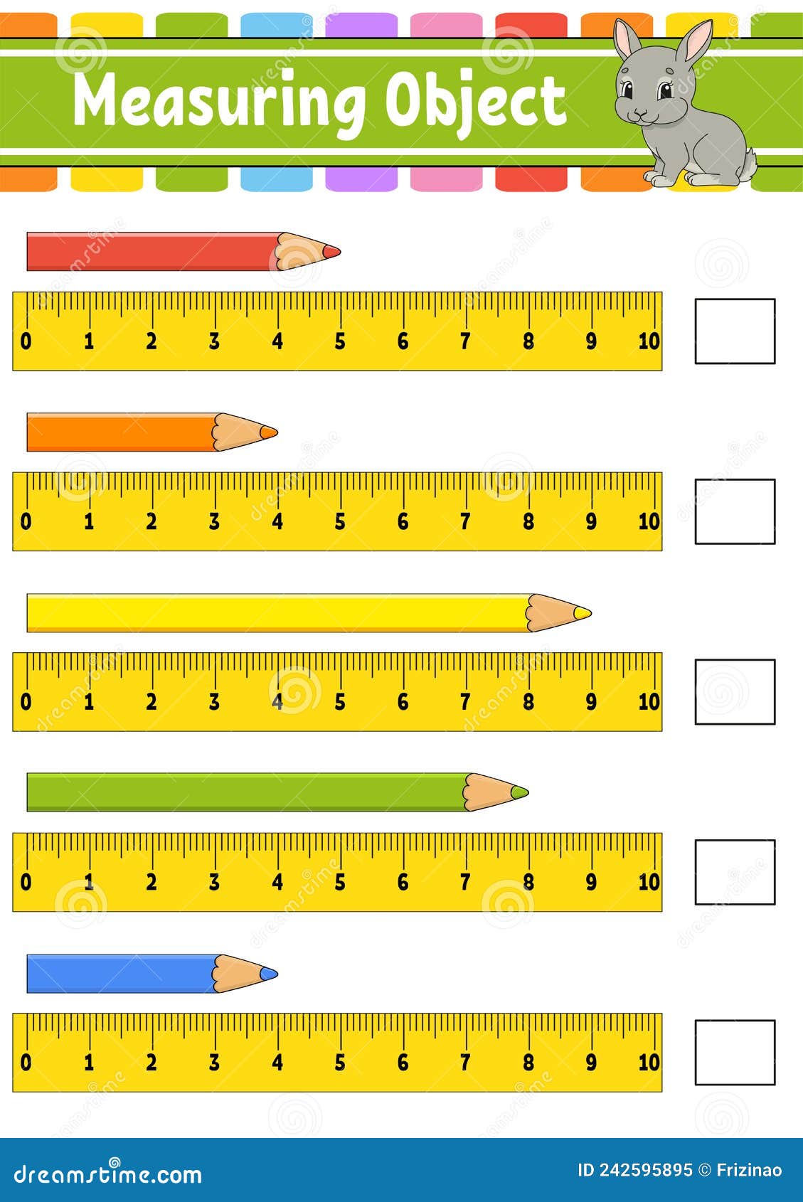 Measuring Object with Ruler. Education Developing Worksheet. Game for ...