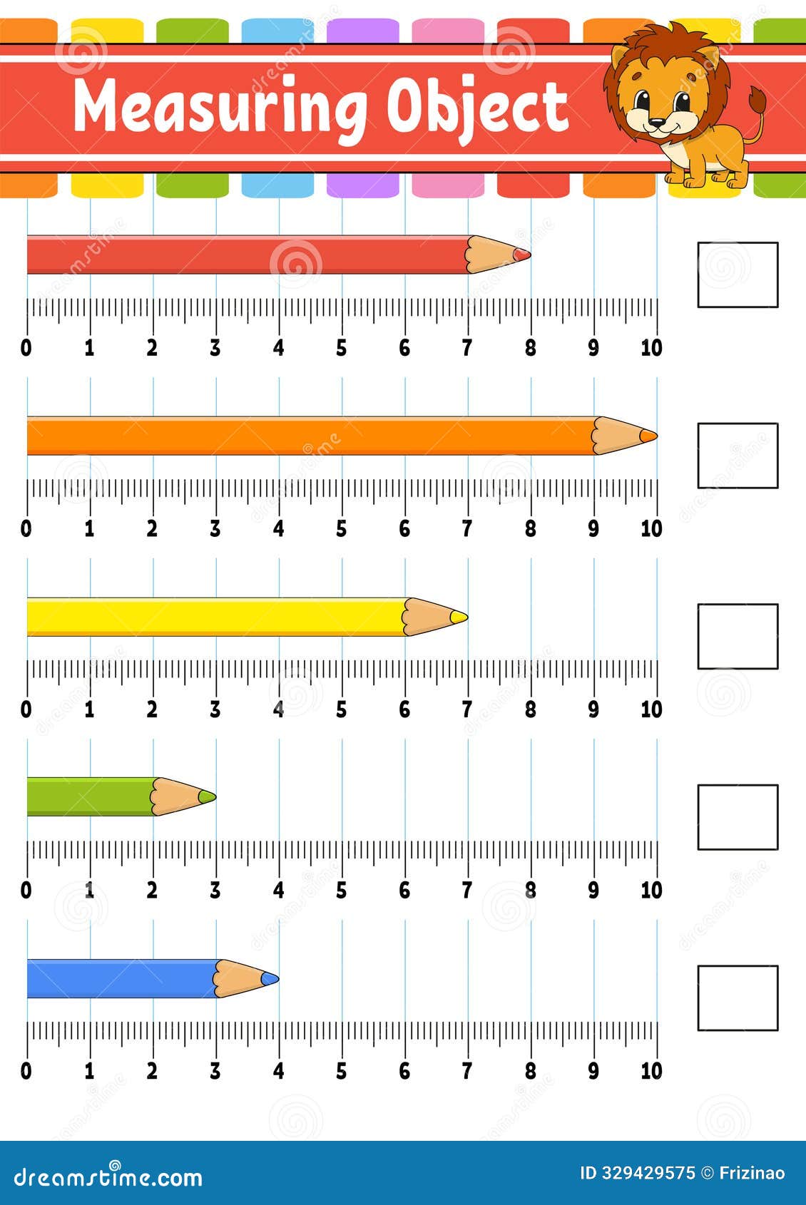 Measuring Object with Ruler. Education Developing Worksheet. Game for ...
