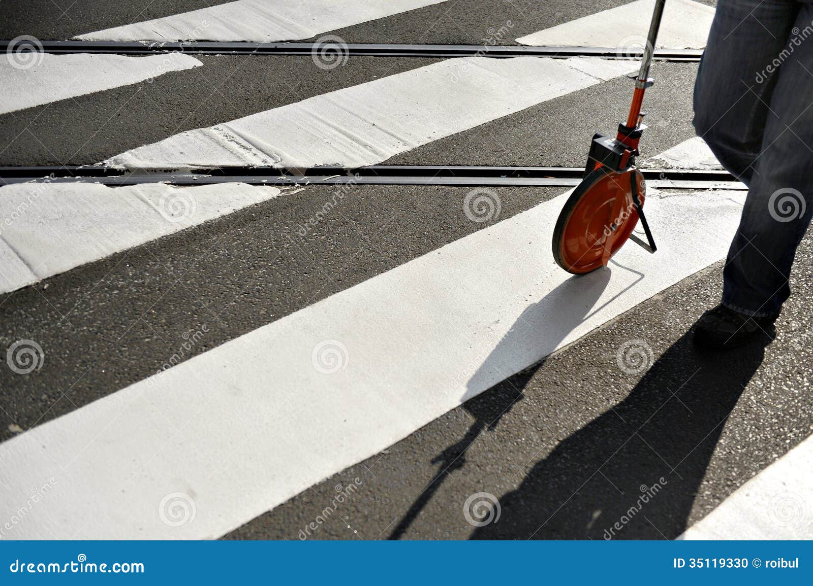 Measuring a Pedestrian Crosssing Stock Photo - Image of zebra, mark ...