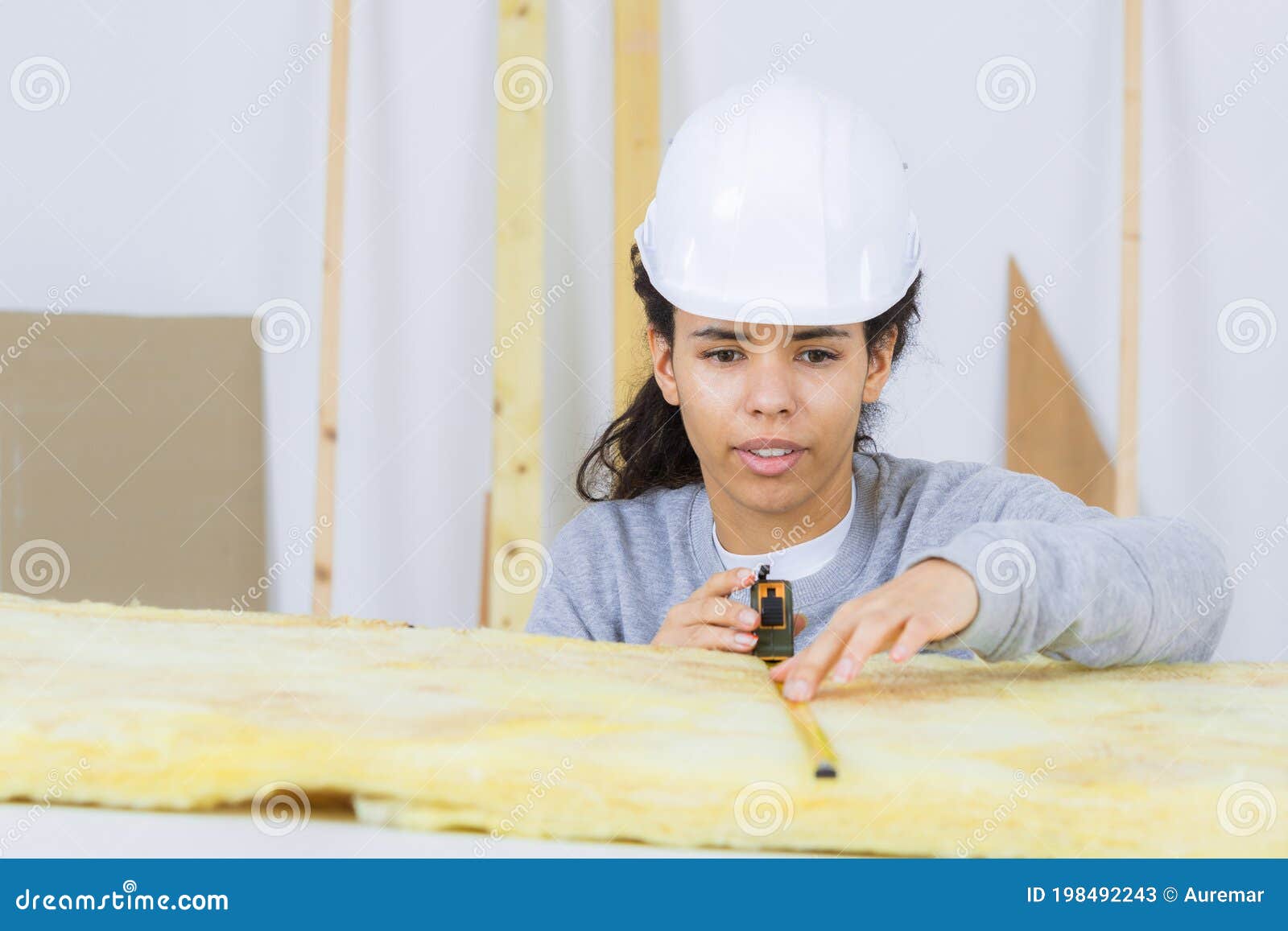 Measuring the Plastering Pad Stock Image - Image of worker, measuring ...