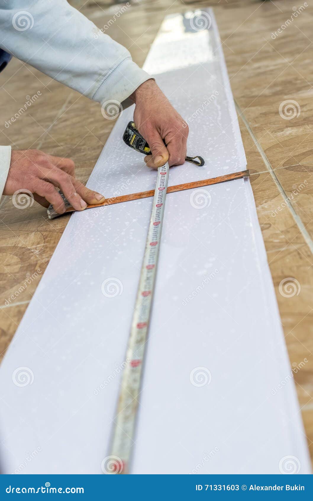 Measuring Plastic Panels PVC Tape for Construction Stock Image - Image ...