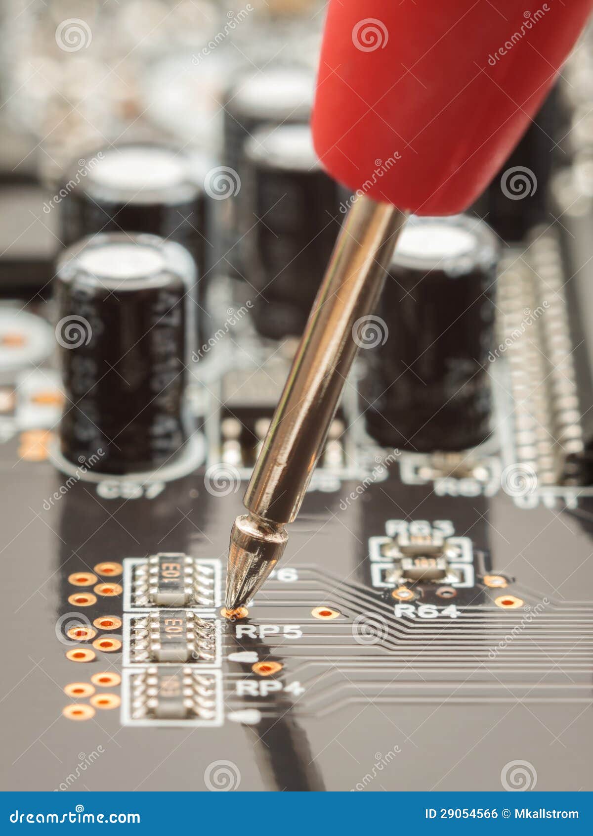 Measuring with Probe on Circuit Board Stock Photo - Image of capacitor ...