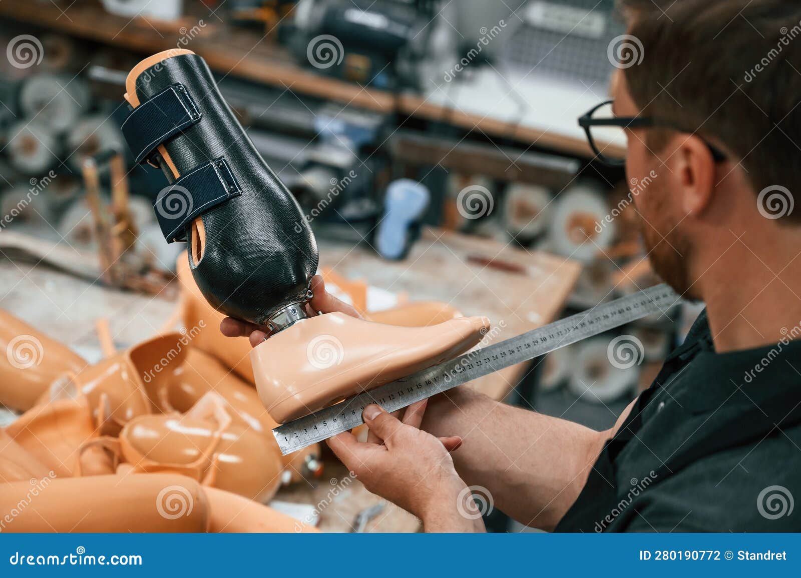Raw Product for Prosthesis. Technician Working in Modern Laboratory ...