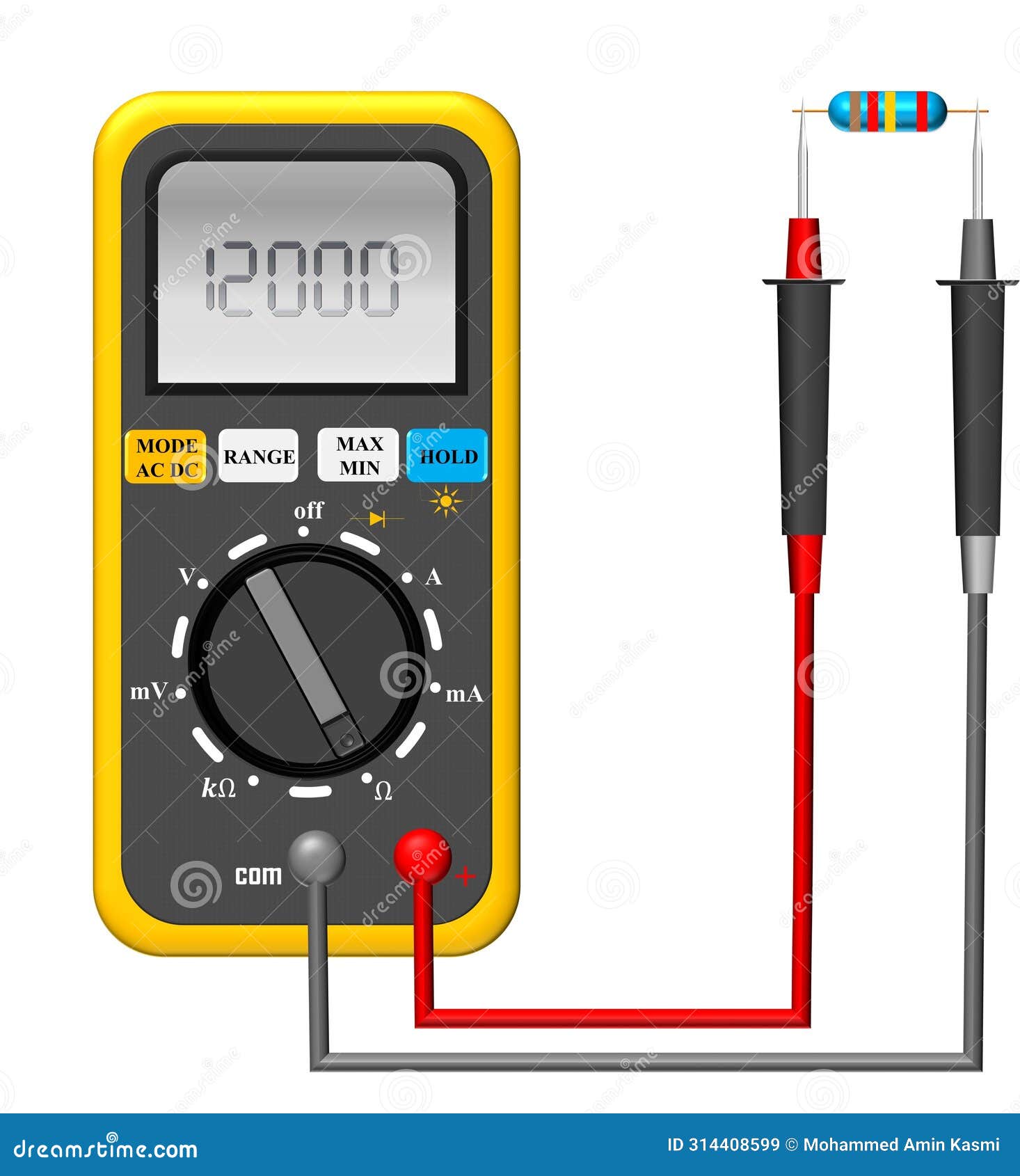Measuring the Resistance Value with a Multimeter Stock Image - Image of ...