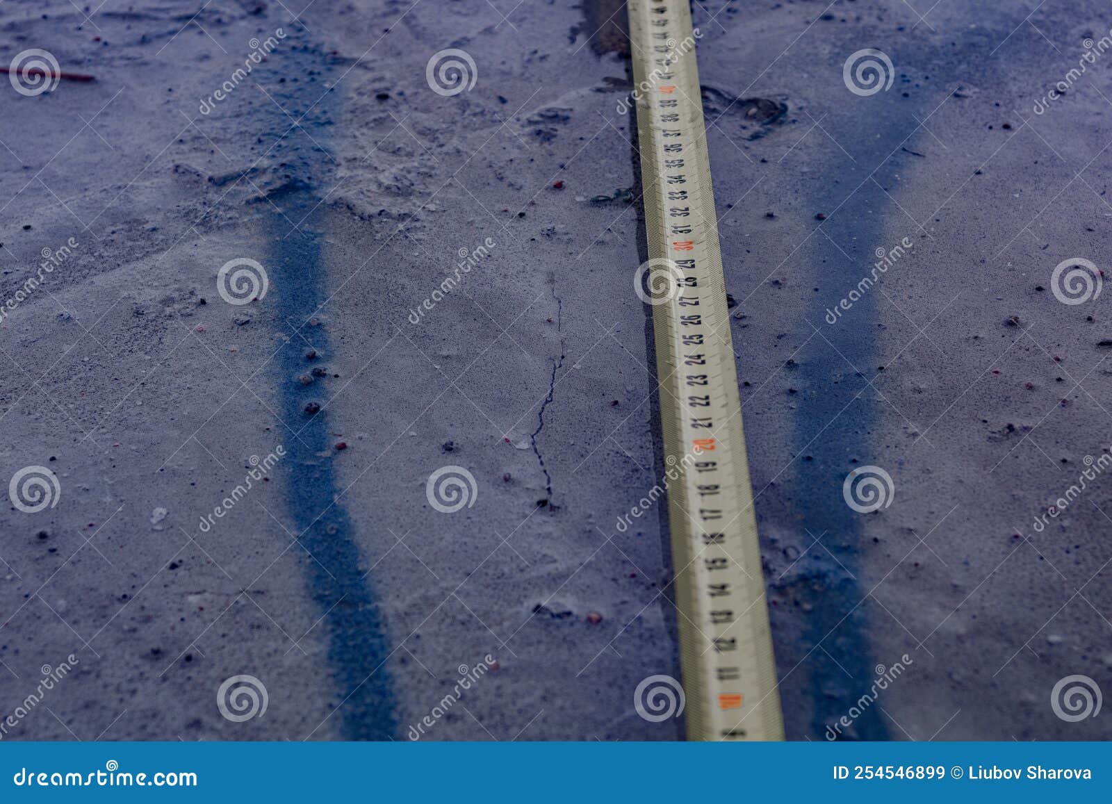 Measuring Ruler on a Concrete Wall Texture Stock Image - Image of ...