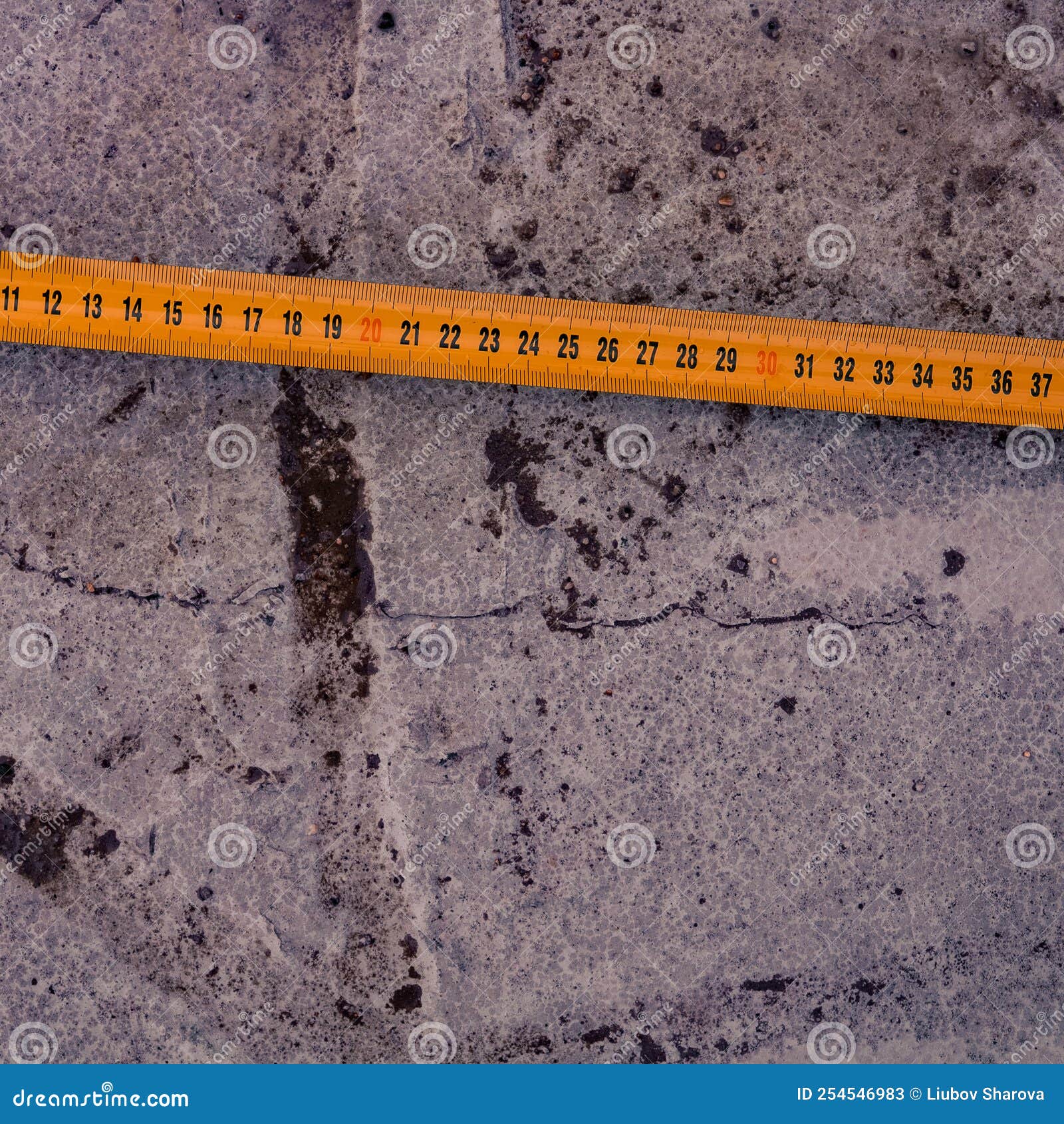 Measuring Ruler on a Concrete Wall Texture Stock Image - Image of ...