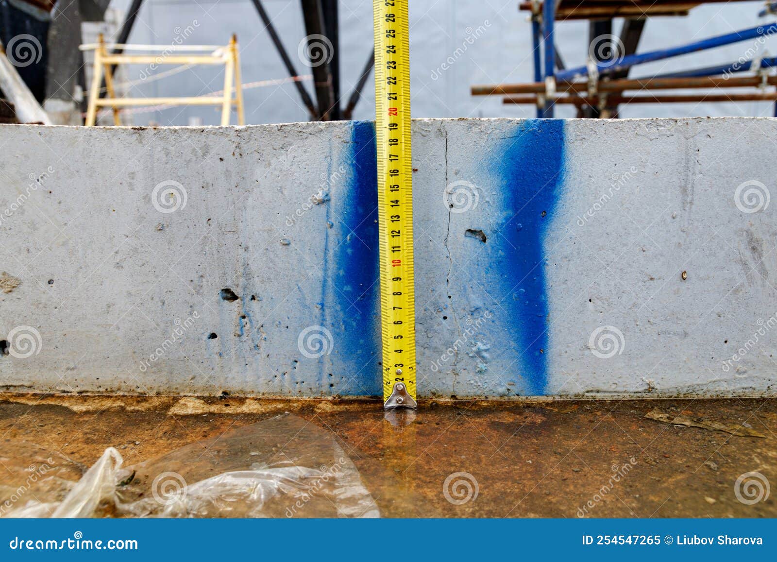 Measuring Ruler on a Concrete Wall Texture Stock Image - Image of ...