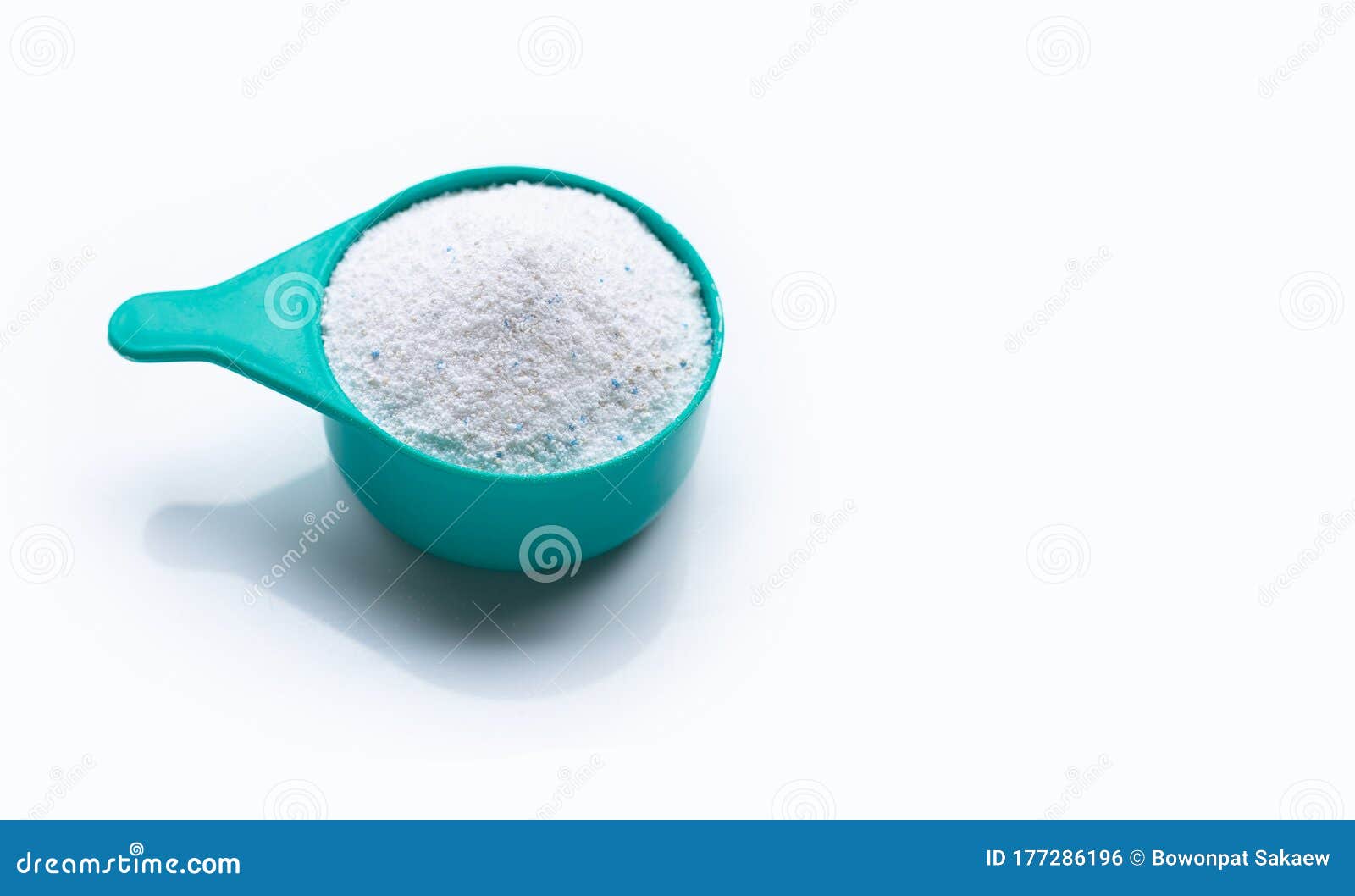 Measuring Scoop with Laundry Powder on White Background Stock Photo ...