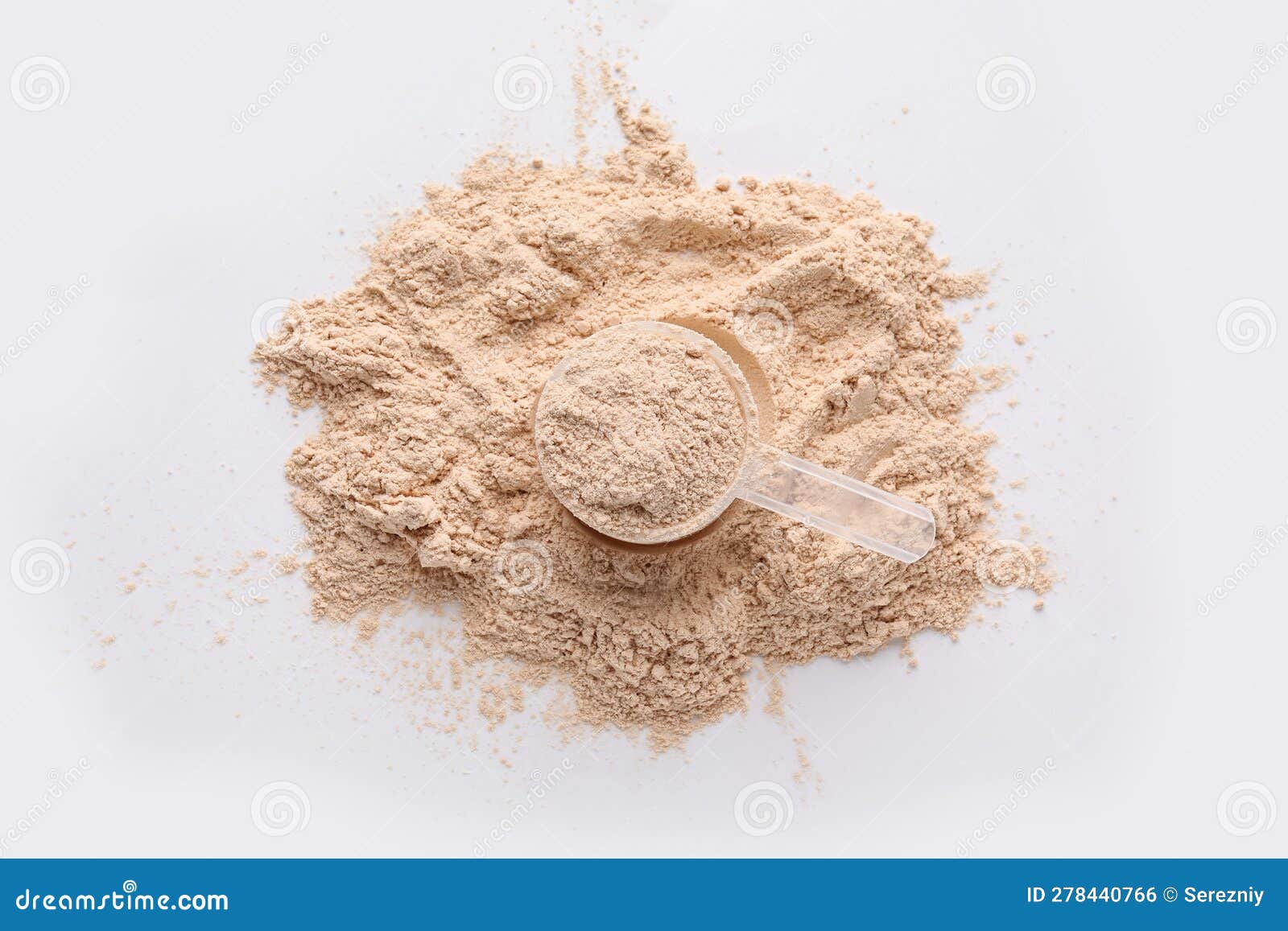 Measuring Scoop with Protein Powder on White Background Stock Photo ...