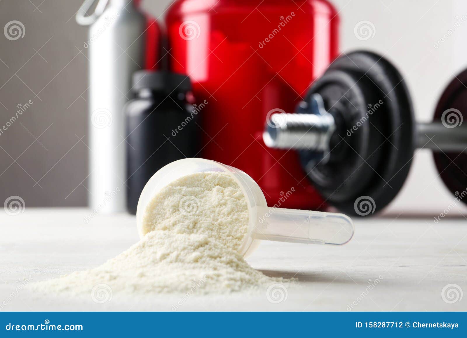 Measuring Scoop of Protein Powder on White Stock Photo - Image of meal ...