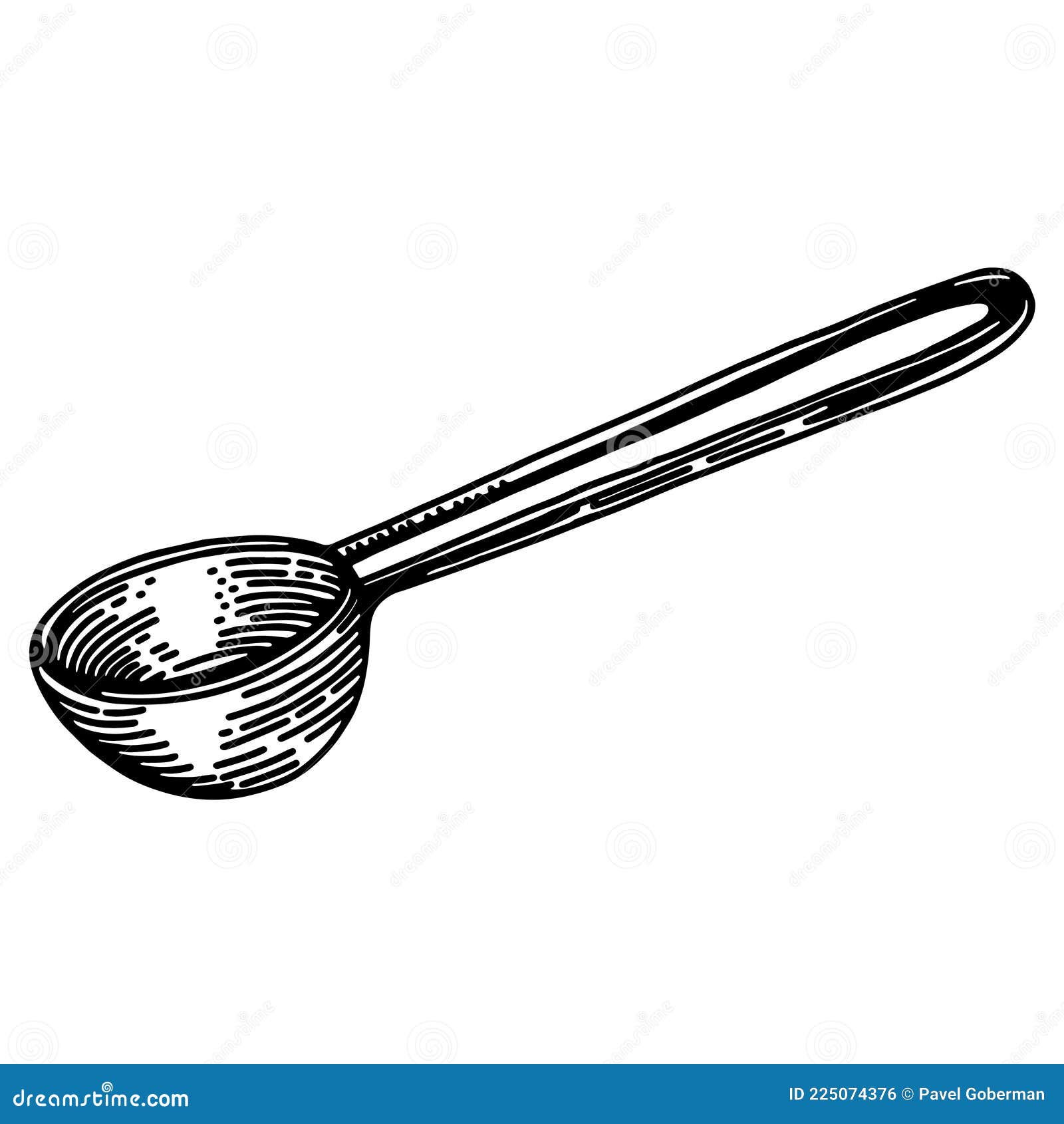 Measuring Spoon for Coffee, Vector Sketch Drawing, Isolated on a White ...