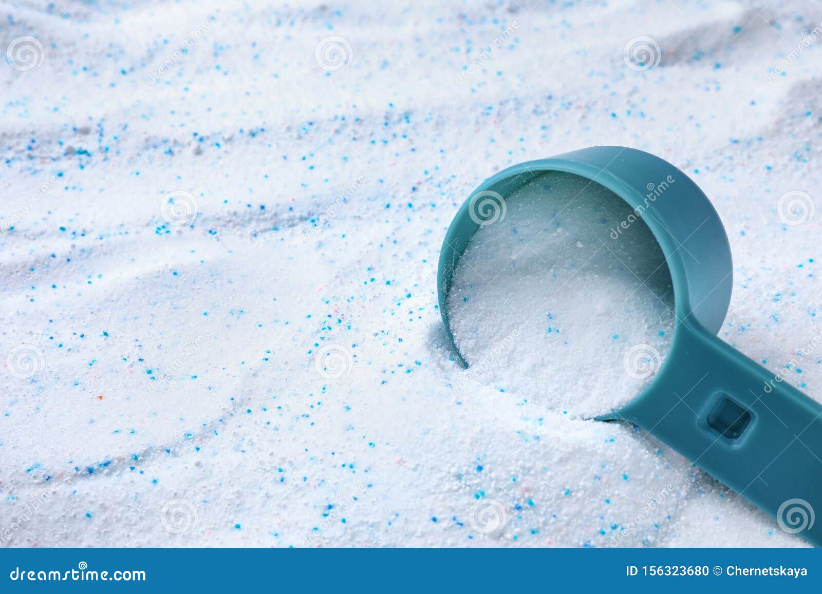 Measuring Spoon with Laundry Powder, Above View Stock Photo - Image of ...