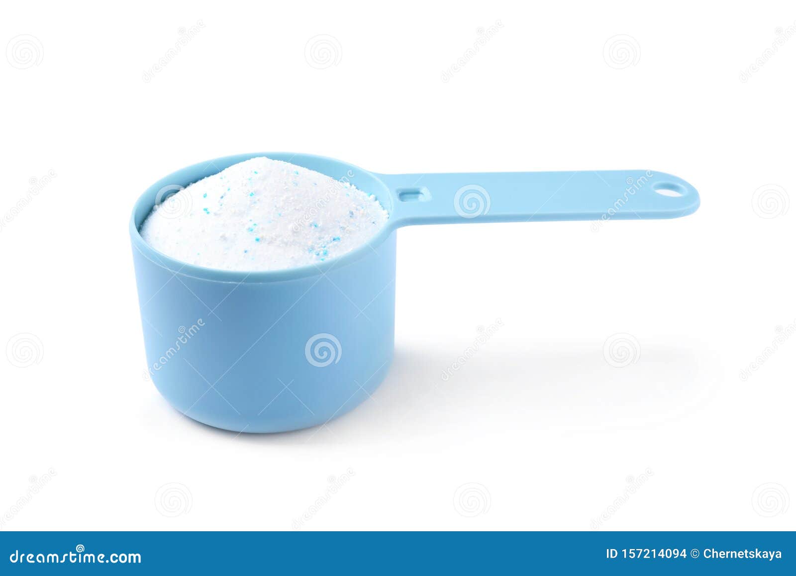 Measuring Spoon with Laundry Powder on White Stock Photo - Image of ...