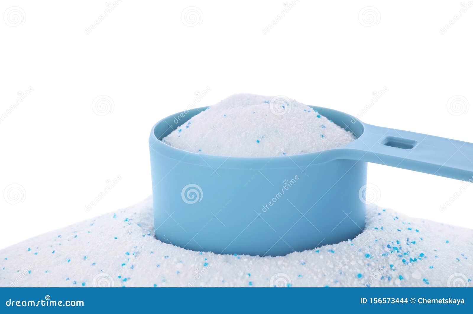 Measuring Spoon with Laundry Powder on White Stock Photo - Image of ...