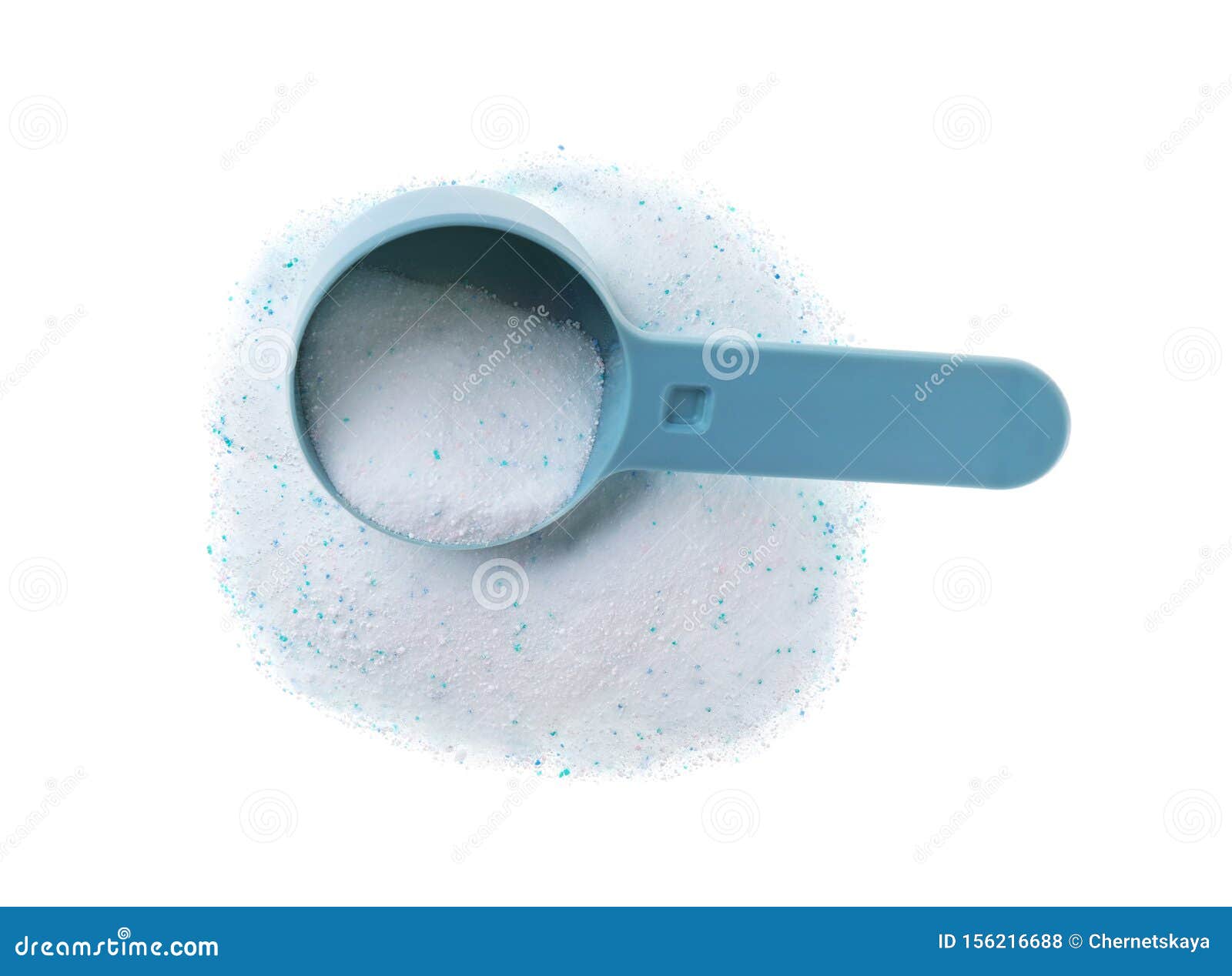 Measuring Spoon with Laundry Powder on White Background Stock Photo ...