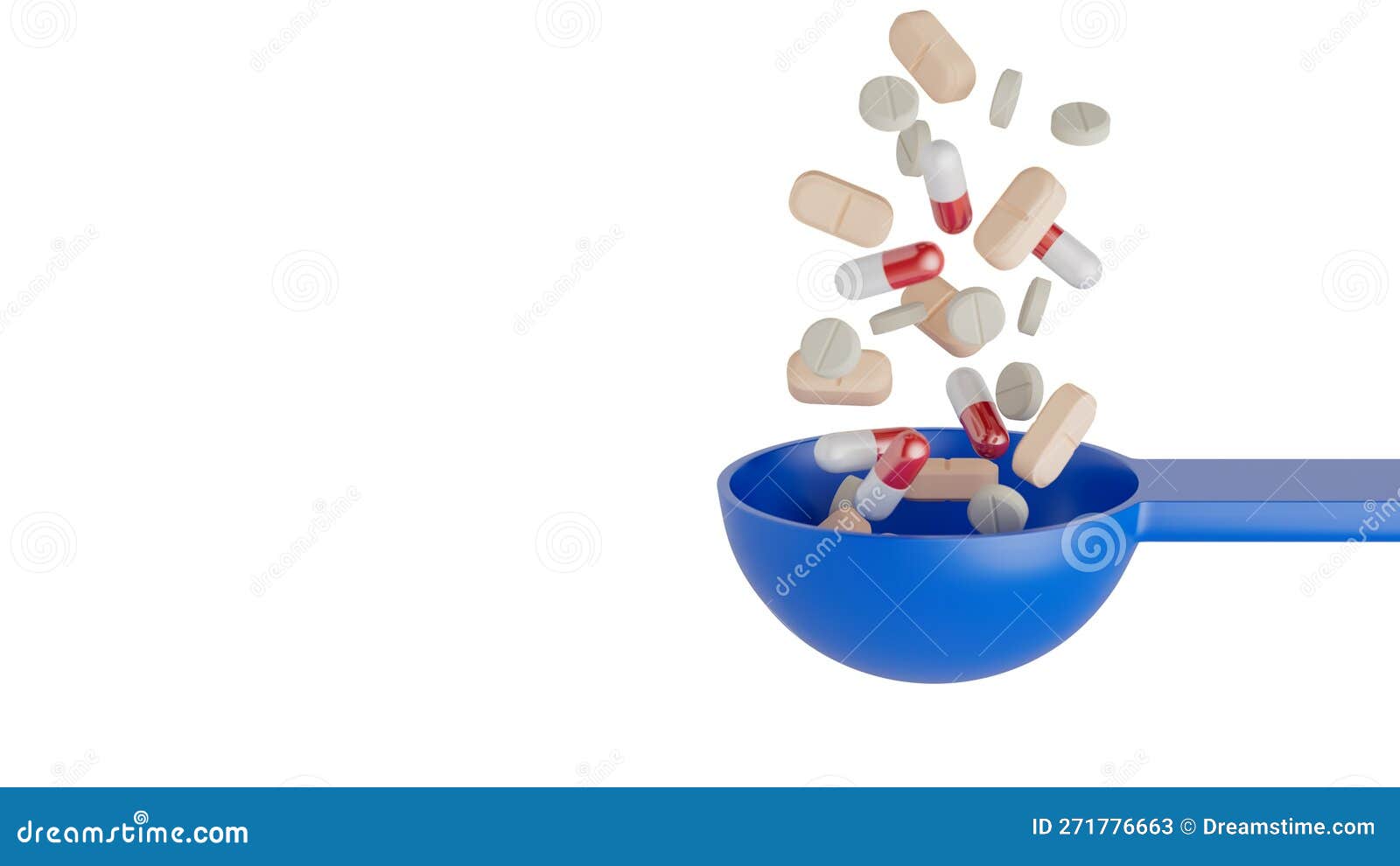 Measuring Spoon with Tablets.3D Illustration with Copyspace for Text ...
