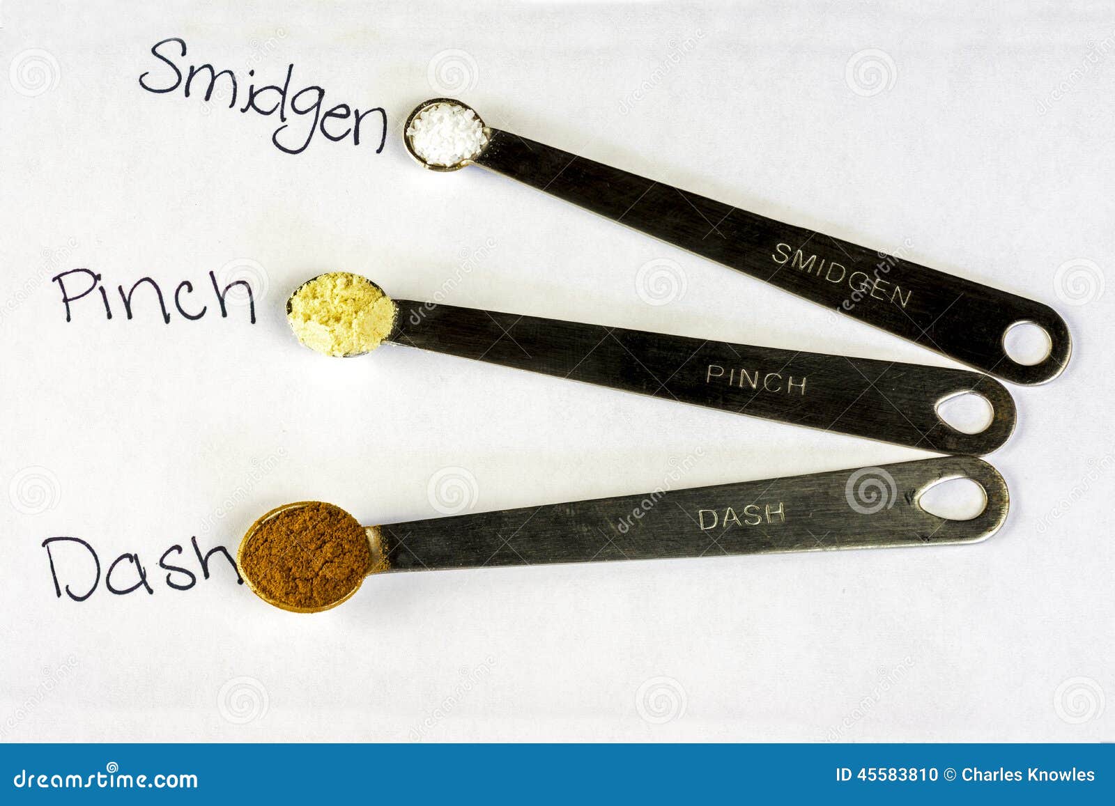 Measuring Spoons with Cooking Ingredients Stock Photo - Image of ...