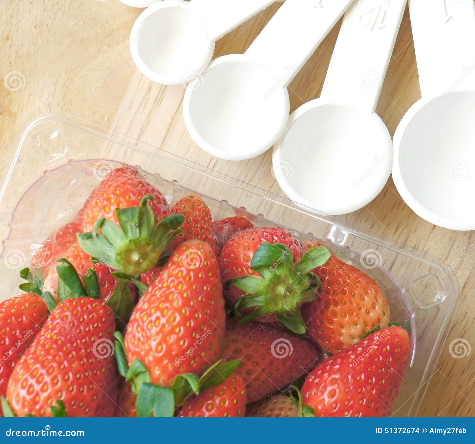Measuring Spoons Cup with Strawberry Stock Photo - Image of serve ...