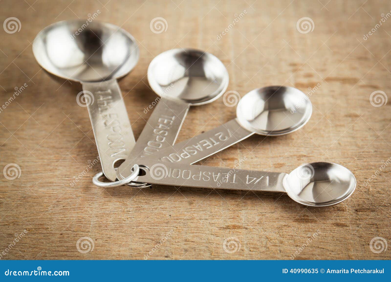 Measuring Spoons on Wooden Table Stock Image - Image of wooden, kitchen ...