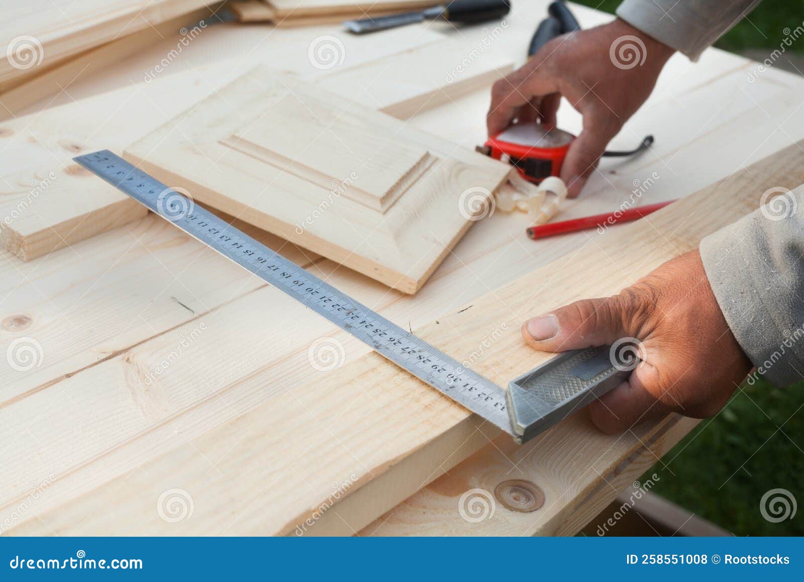 Measuring with a square stock photo. Image of manufacture - 258551008