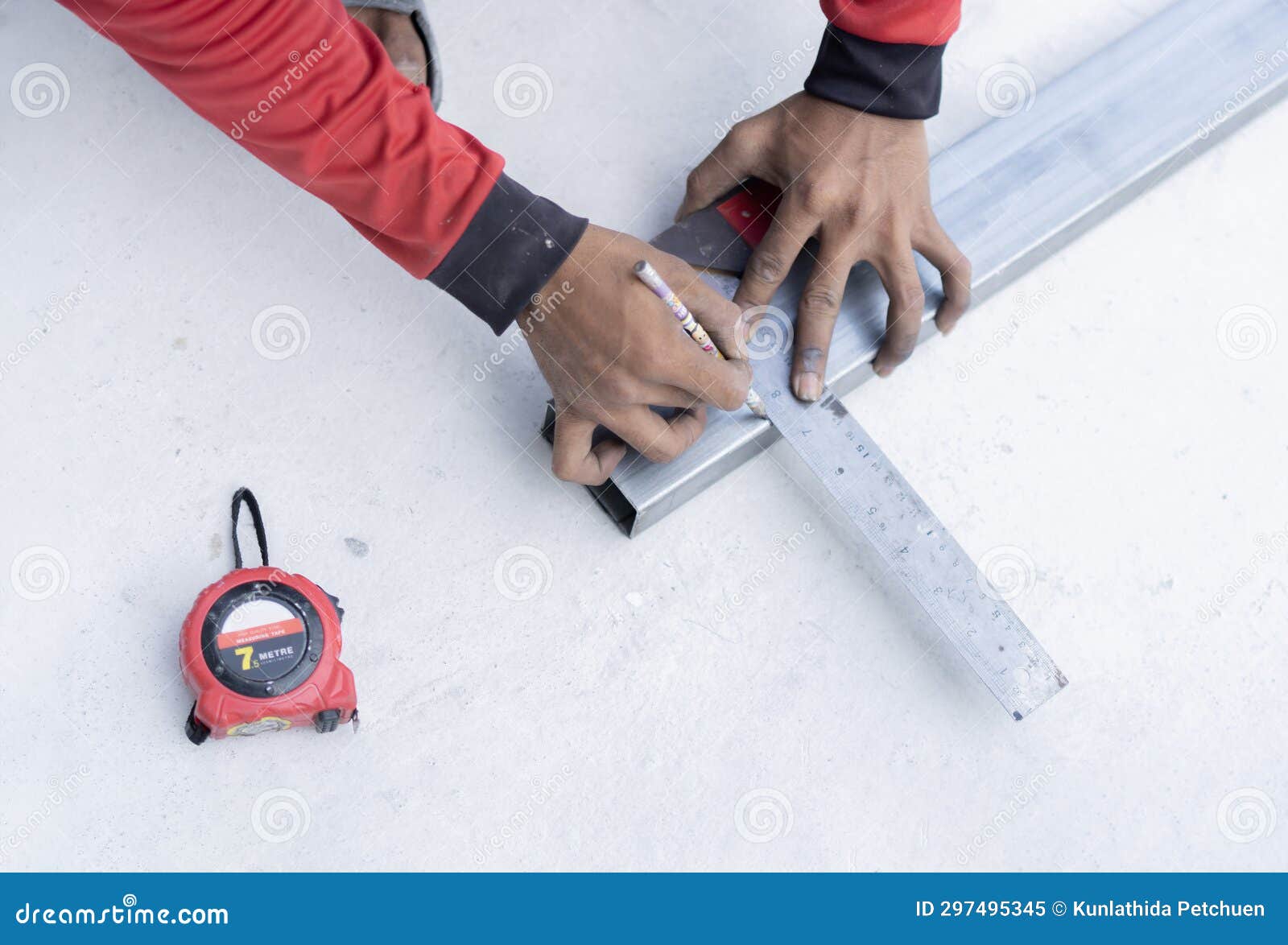 Measuring with a Square and Measuring Tape. Tool for Measuring in ...