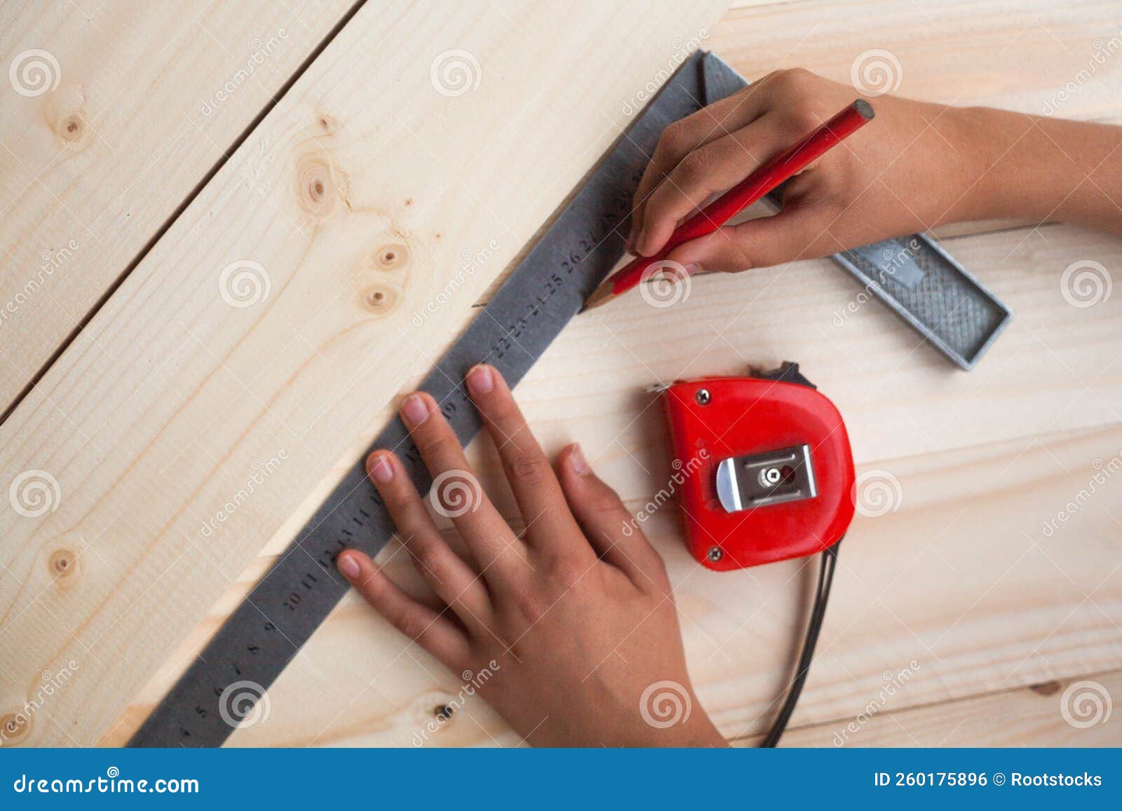 Measuring with a square stock photo. Image of distance - 260175896