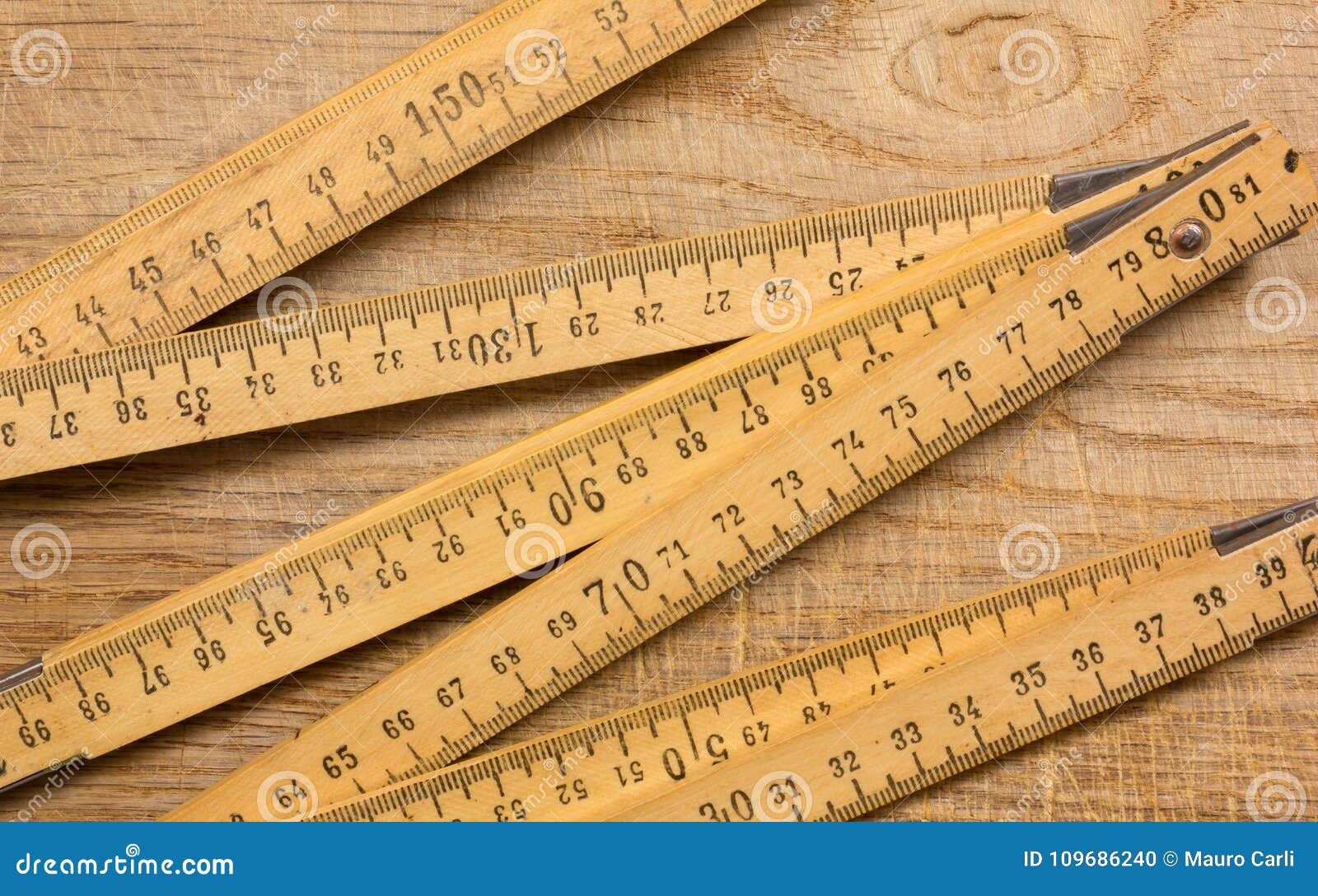 Measuring Stick on a Wooden Table Stock Photo - Image of doityourself ...