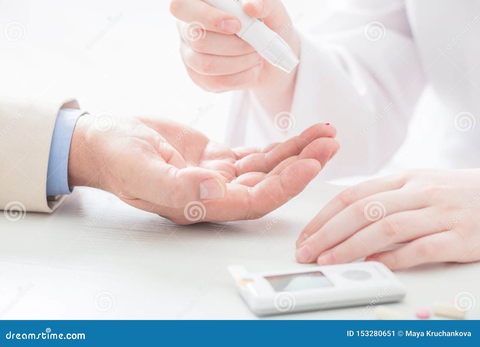 Measuring Sugar Level with Glucometer Stock Image - Image of doctor ...