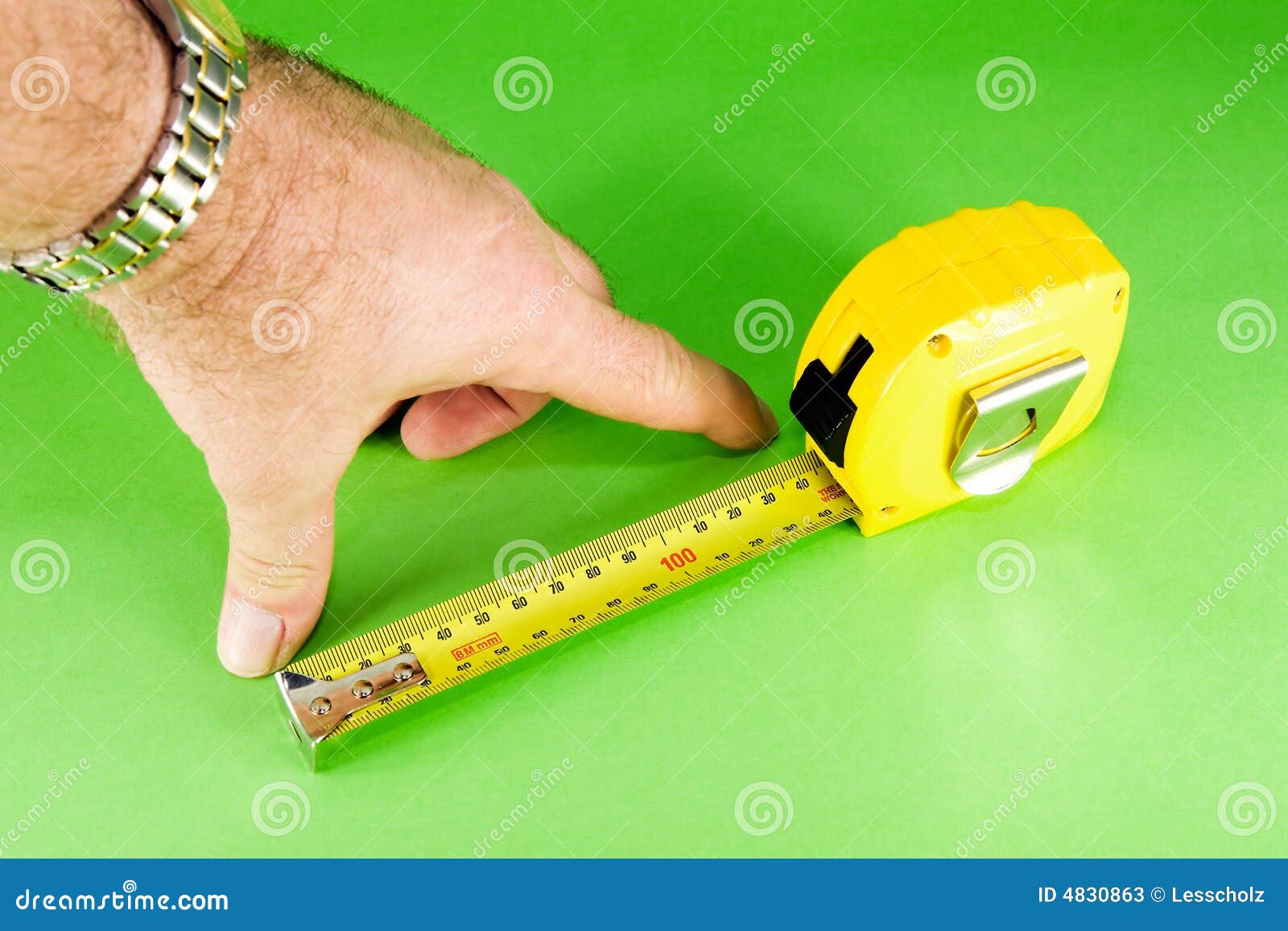Measuring Tape on Green Background Stock Image - Image of measurement ...