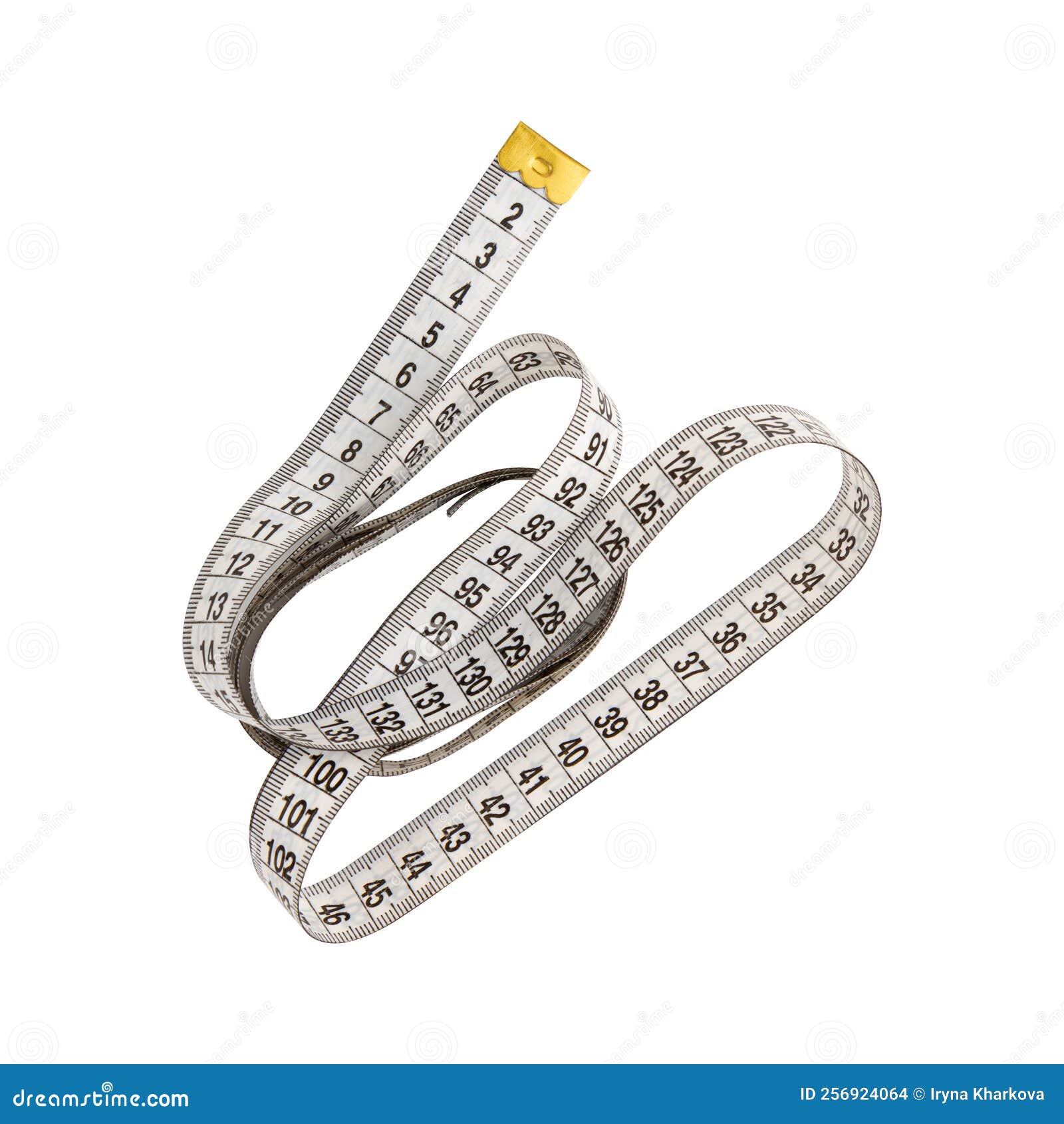 Measuring Tape Isolated on White Background, Top View Stock Photo ...