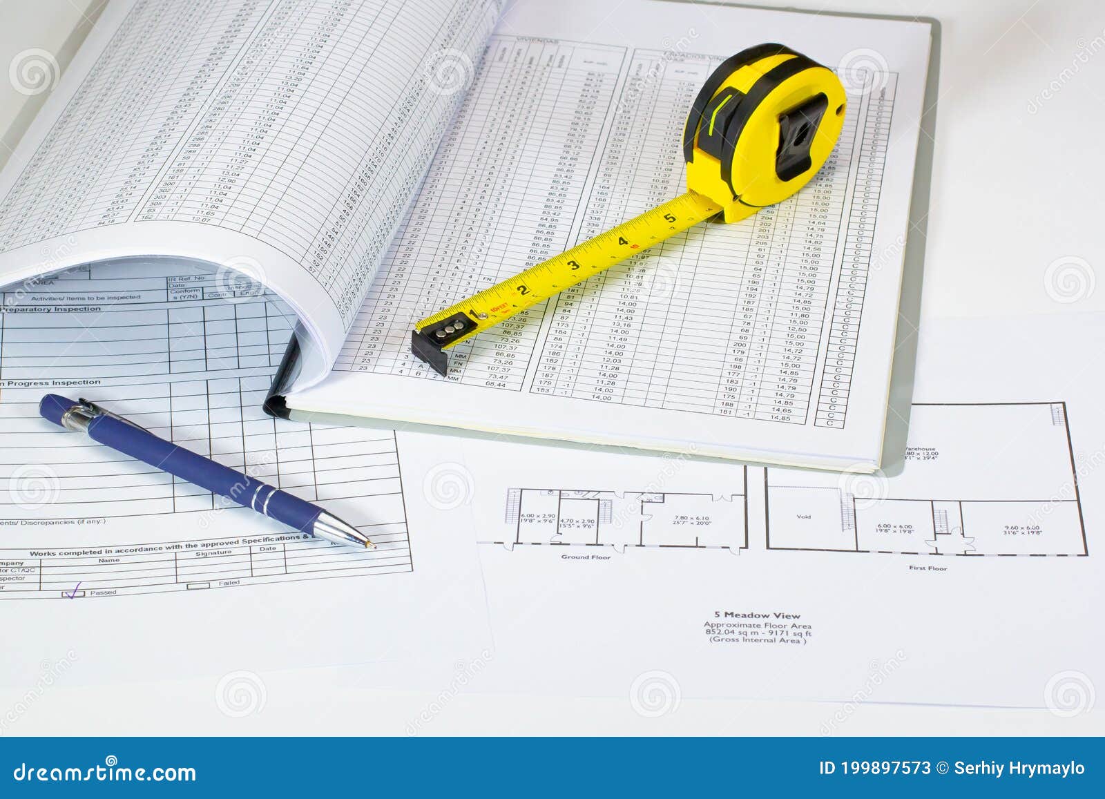 Measuring tape stock image. Image of worker, engineer - 199897573