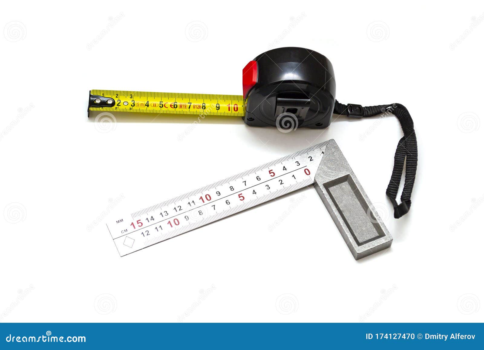 Measuring Tape and Measuring Metal Corner Stock Photo - Image of length ...