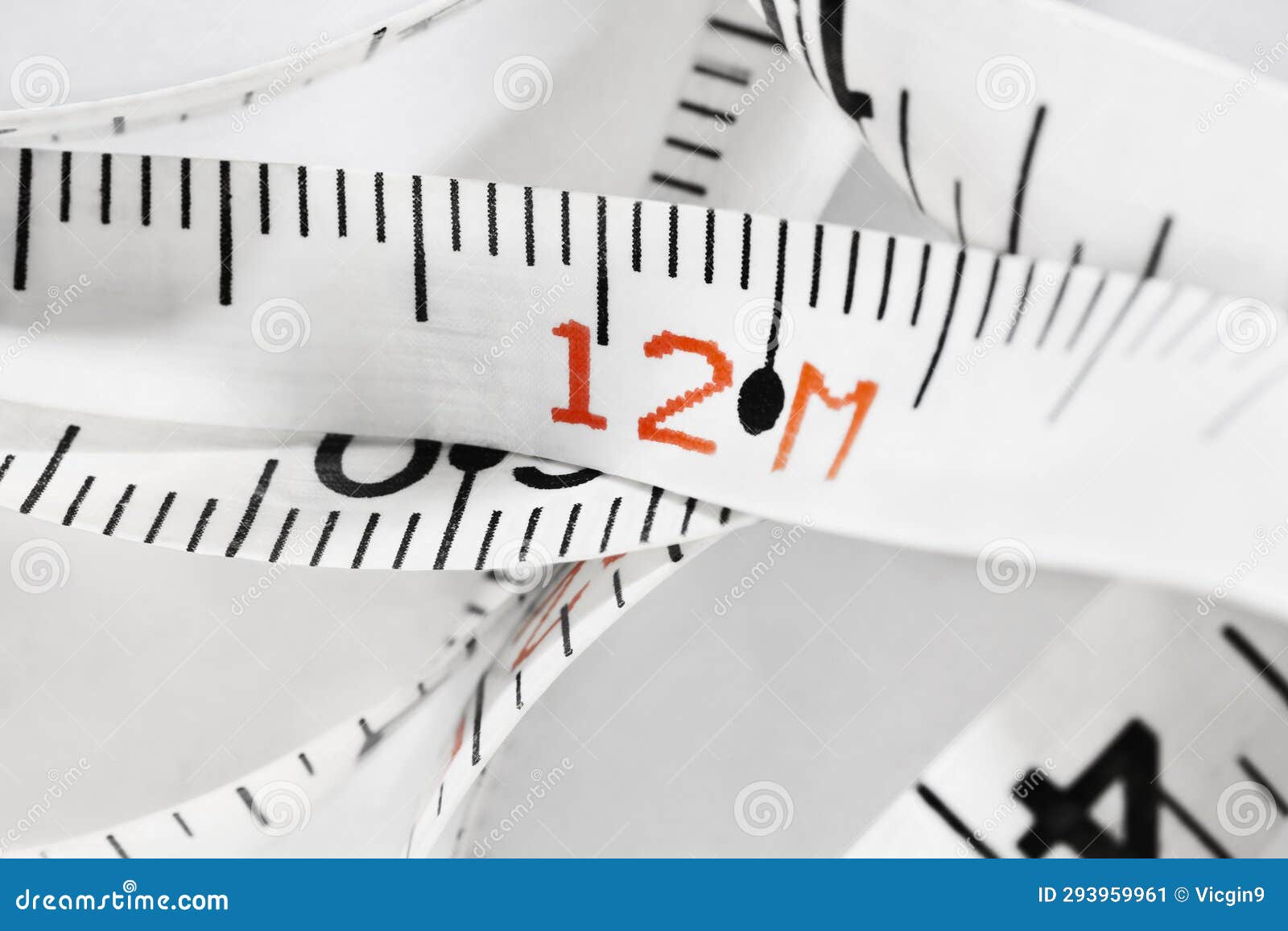 Measuring Tape with Number 12 Stock Image - Image of work, closeup ...