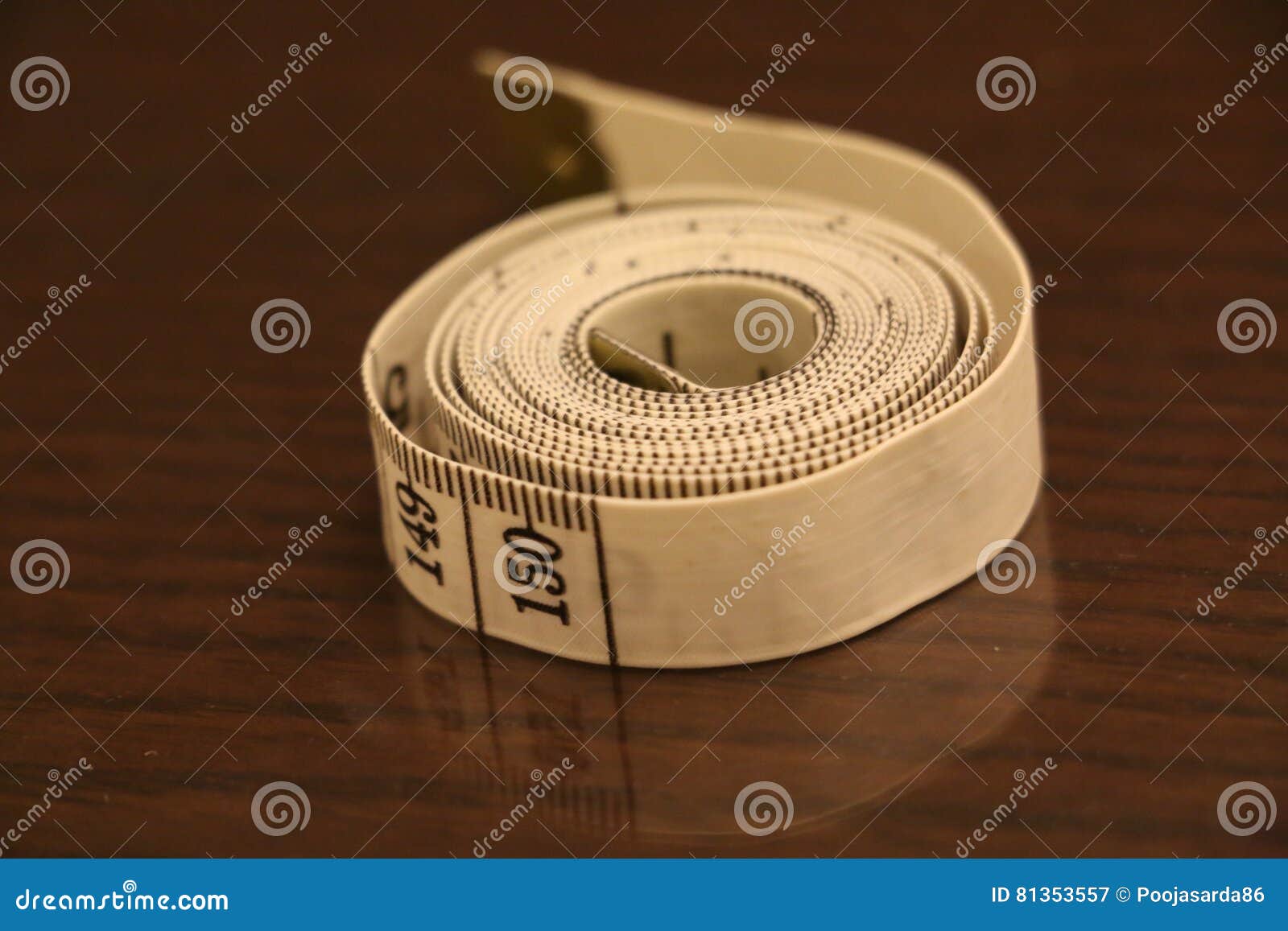 Measuring Tape Numbers Strip Brown White Background Roll Stock Image ...